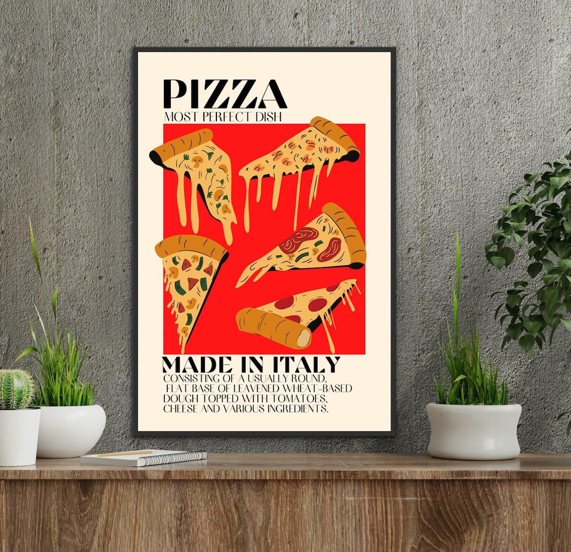 Pizza Digital Print Italian Wall Art Quote Food Art Home - Etsy