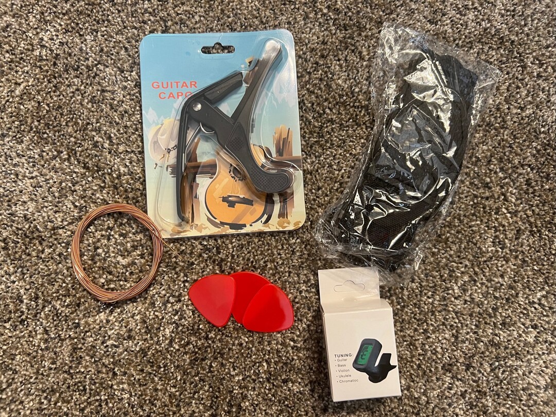 Acoustic Guitar Accessories Kit Capo Tuner Set of Strings - Etsy