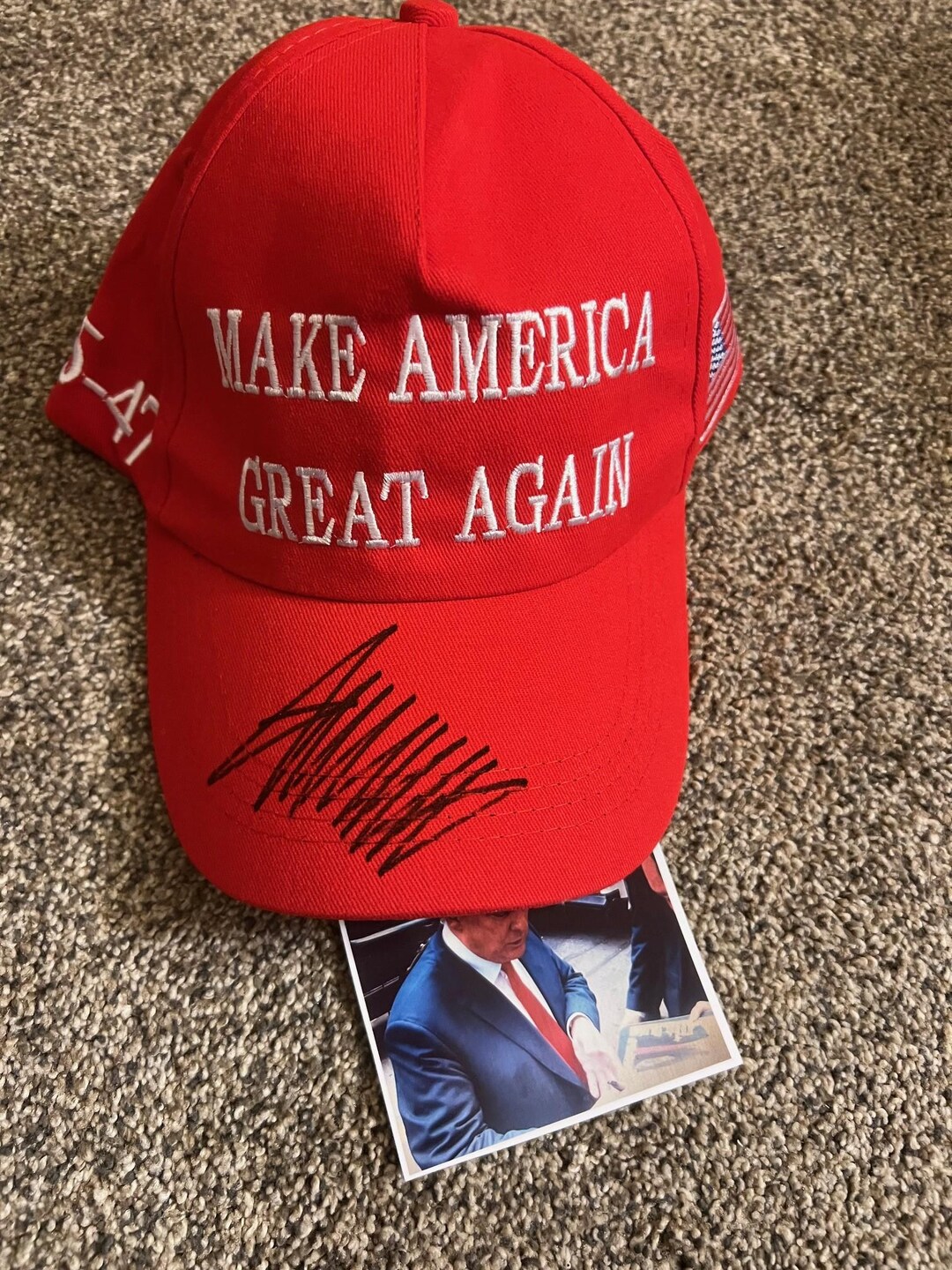 President Donald J. Trump Signed Red MAGA 45-47 Hat - Etsy