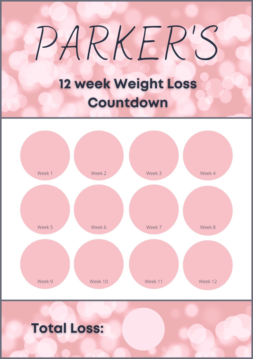 Personalised Editable 12 Week Weight Loss Tracker - Slimming World ...