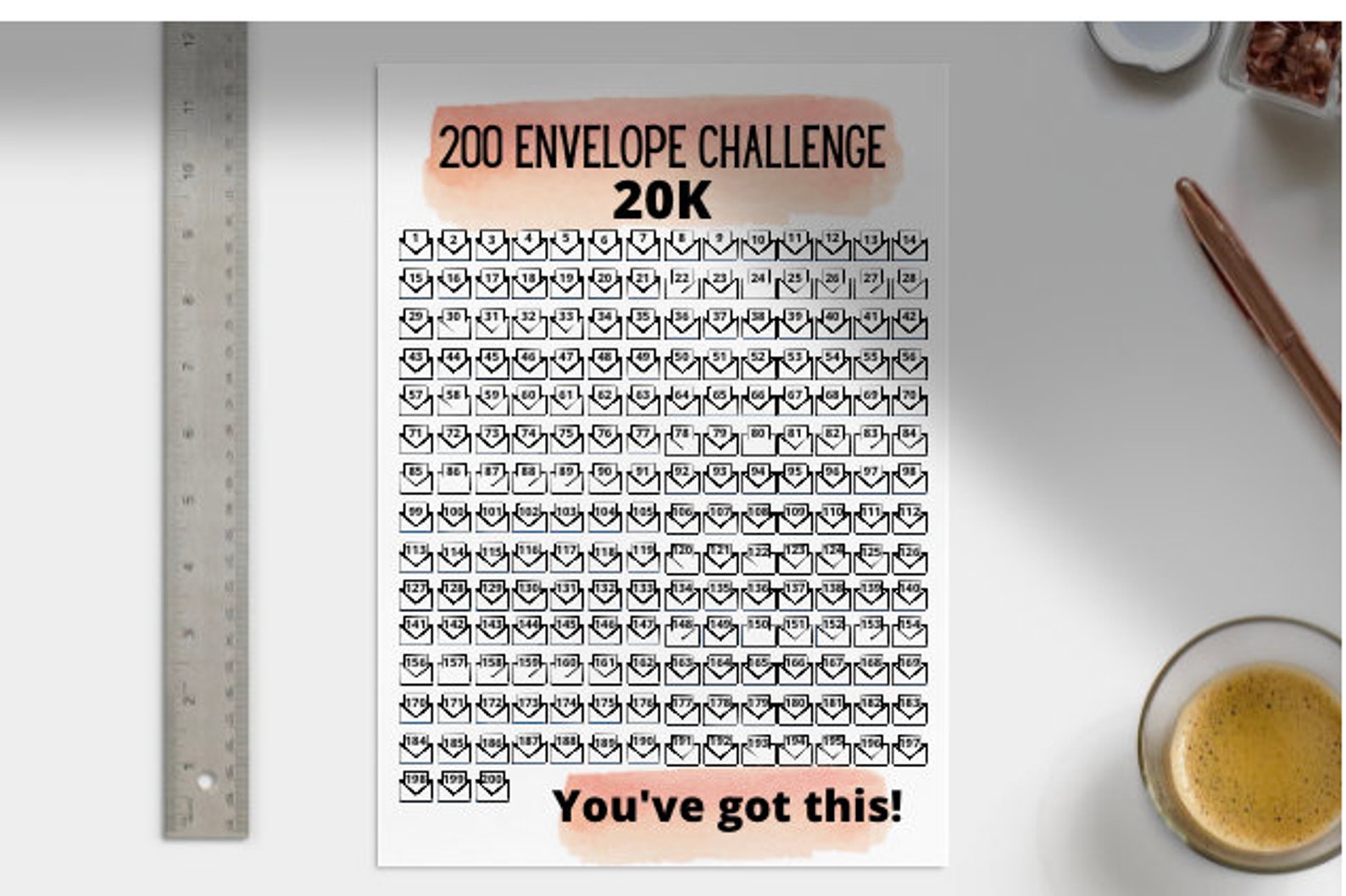 Savings Challenge 200 Envelope Challenge 20K - Digital Download - Etsy