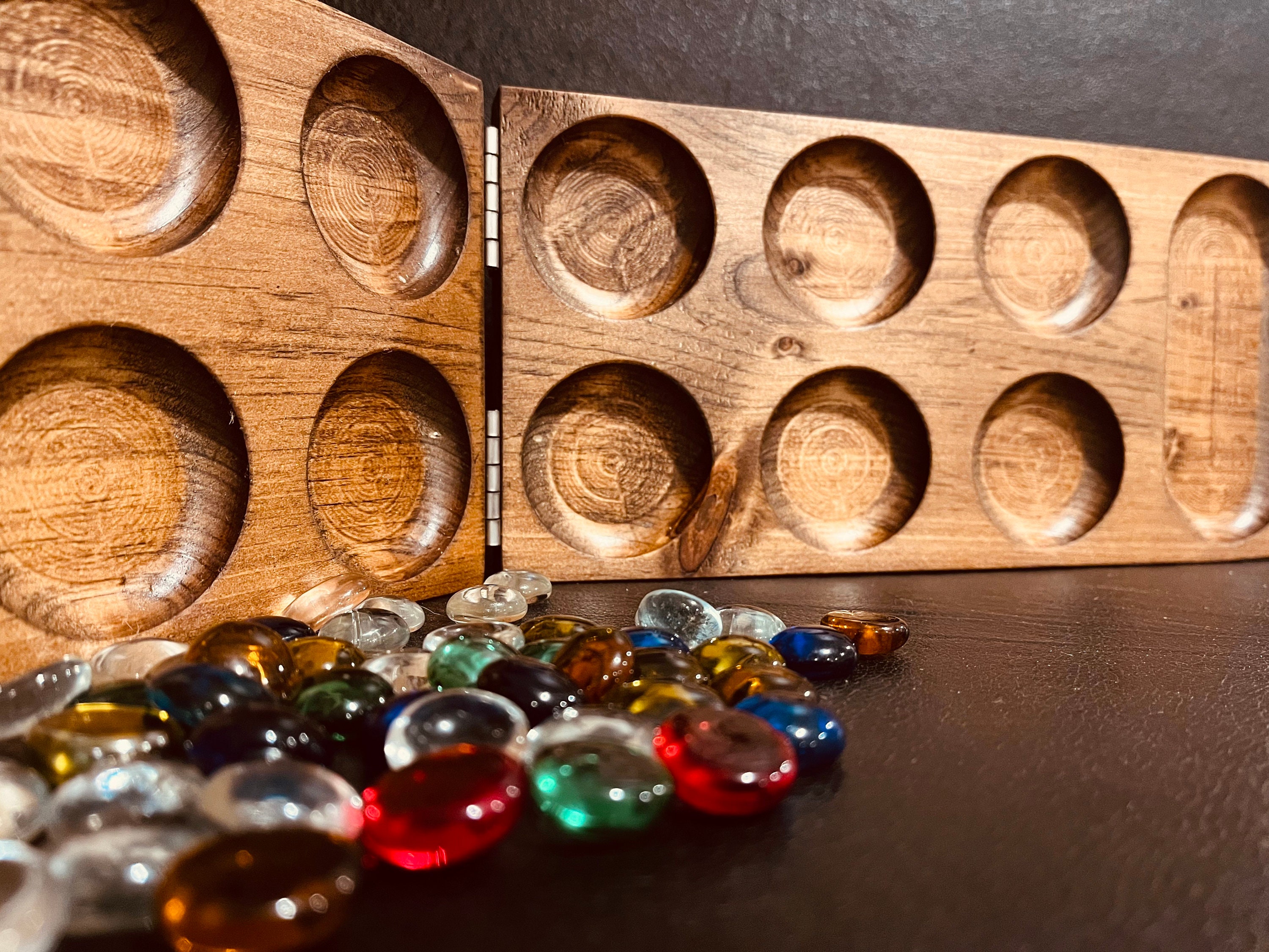 Mancala Board, Fish Design, Handmade With Glass Stones - Etsy