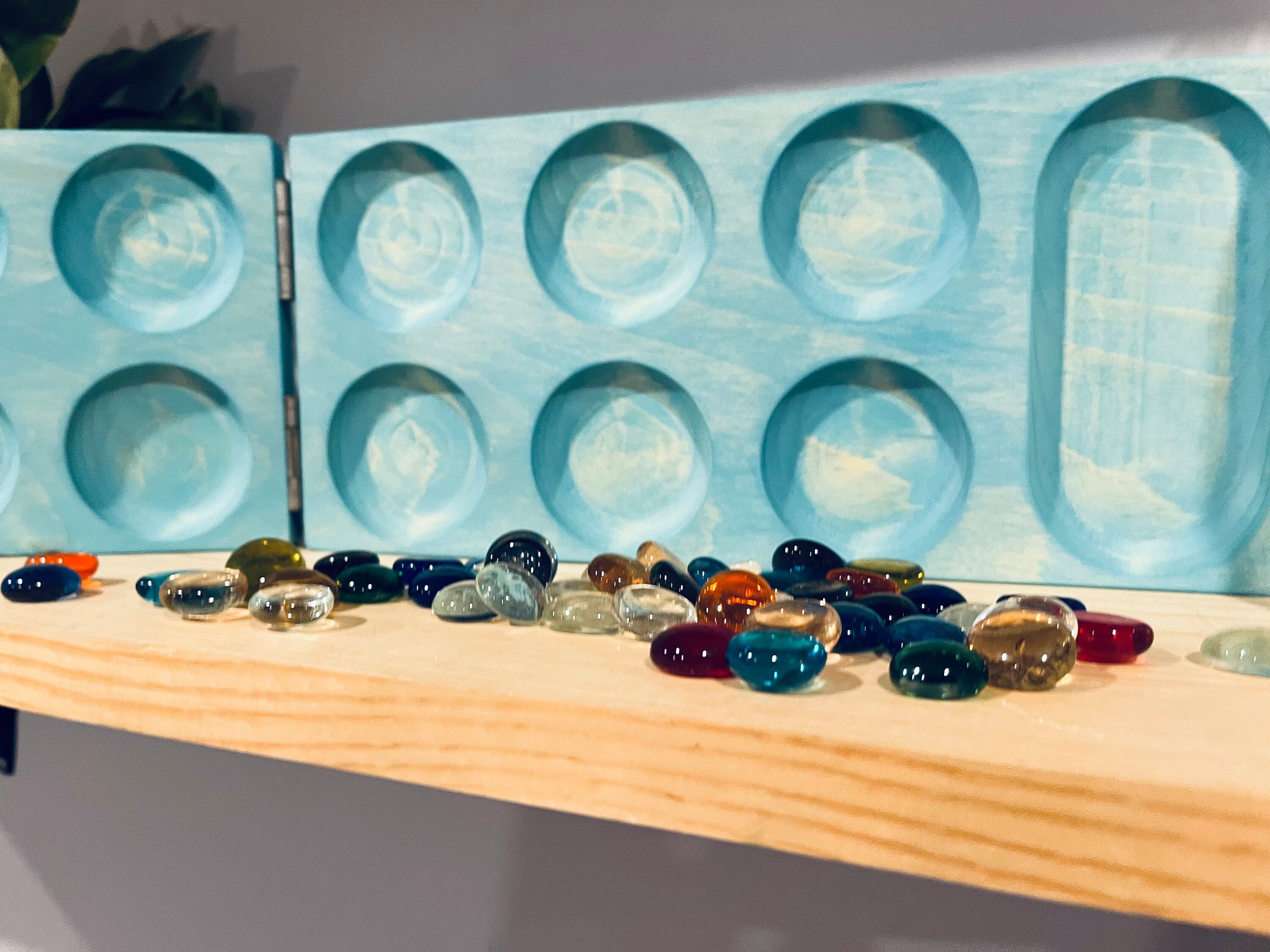 Mancala Board, Whale Design, Handmade With Glass Stones - Etsy