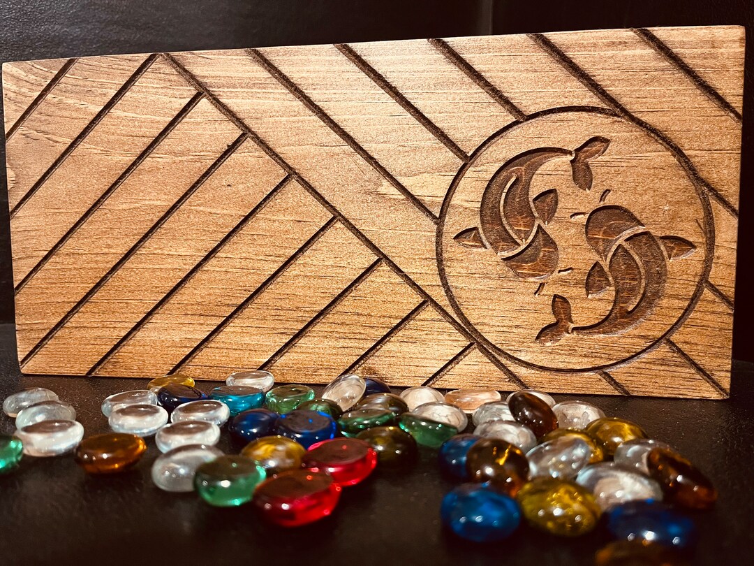 Mancala Board, Fish Design, Handmade With Glass Stones - Etsy