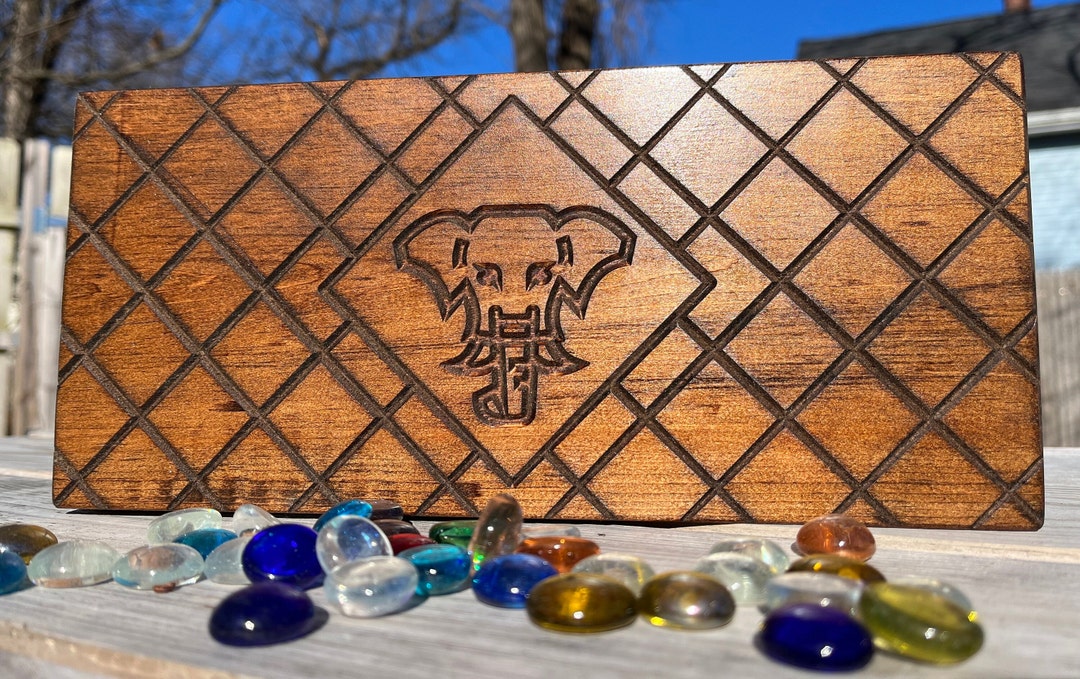 Mancala Board, Elephant Design, Handmade With Glass Stones - Etsy