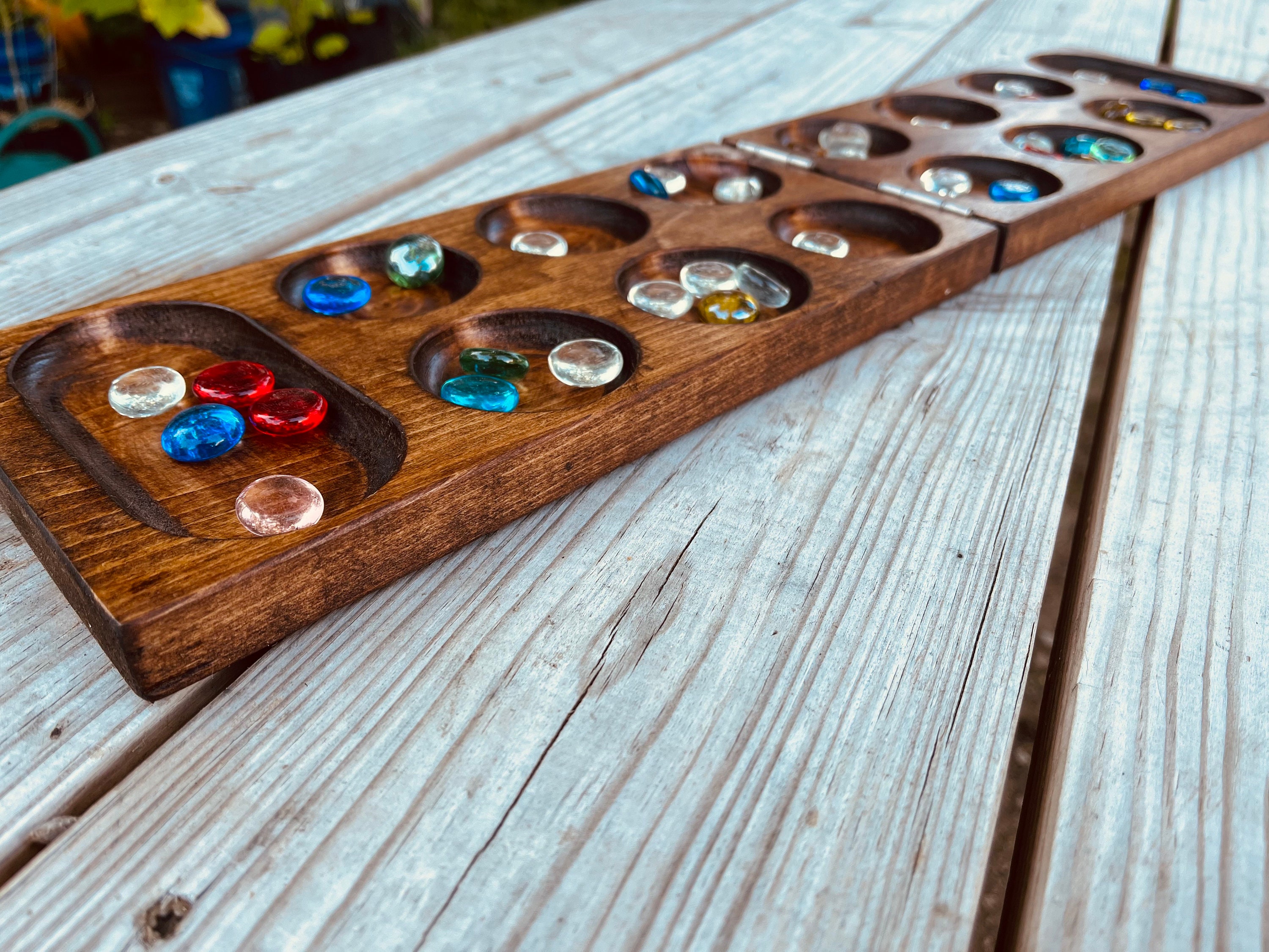 Mancala Board Tree Design Handmade With Glass Stones - Etsy