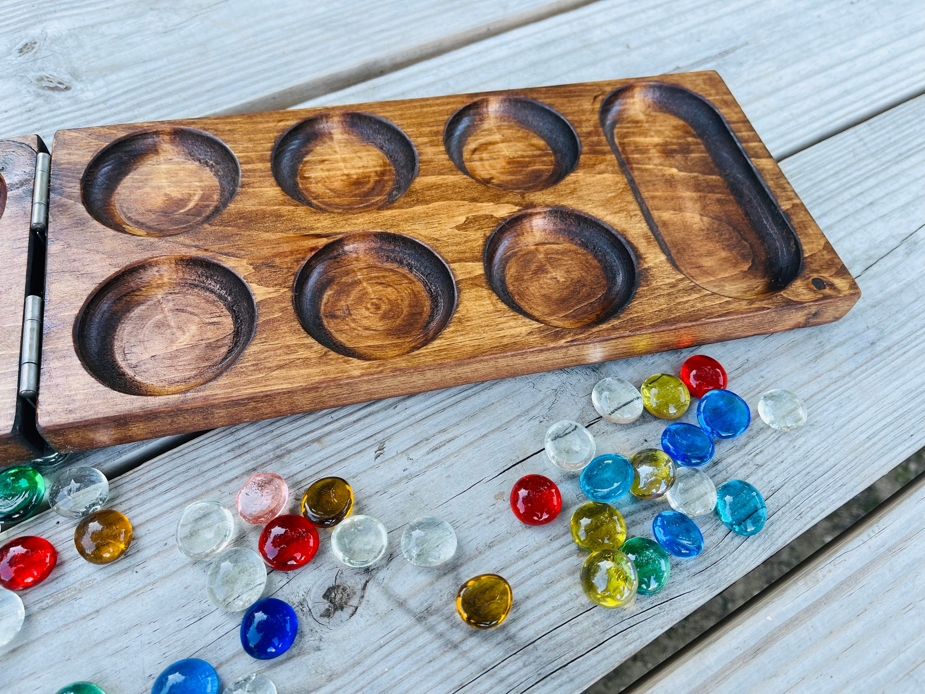 Mancala Board Tree Design Handmade With Glass Stones - Etsy