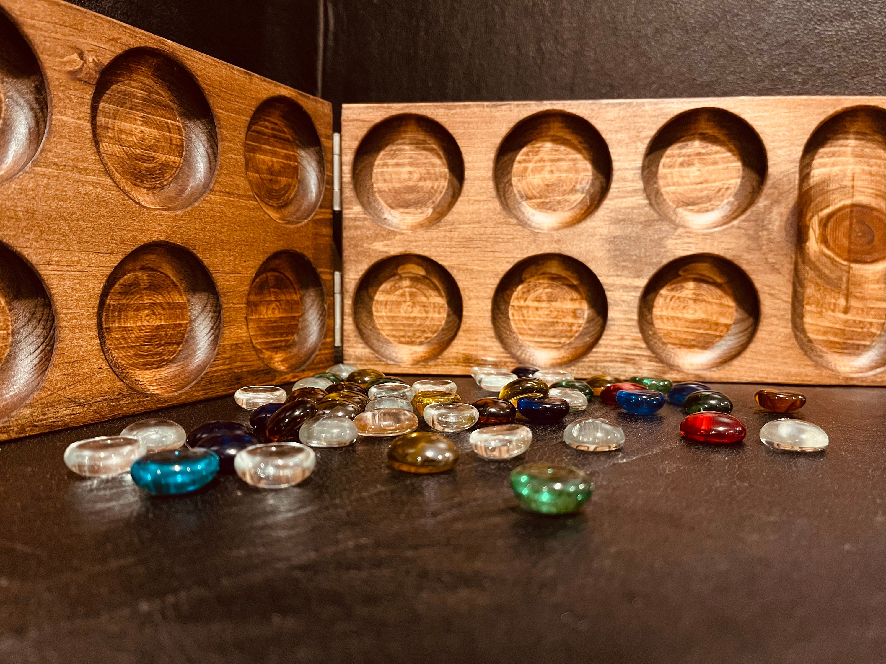 Mancala Board, Owl Design, Handmade With Glass Stones - Etsy