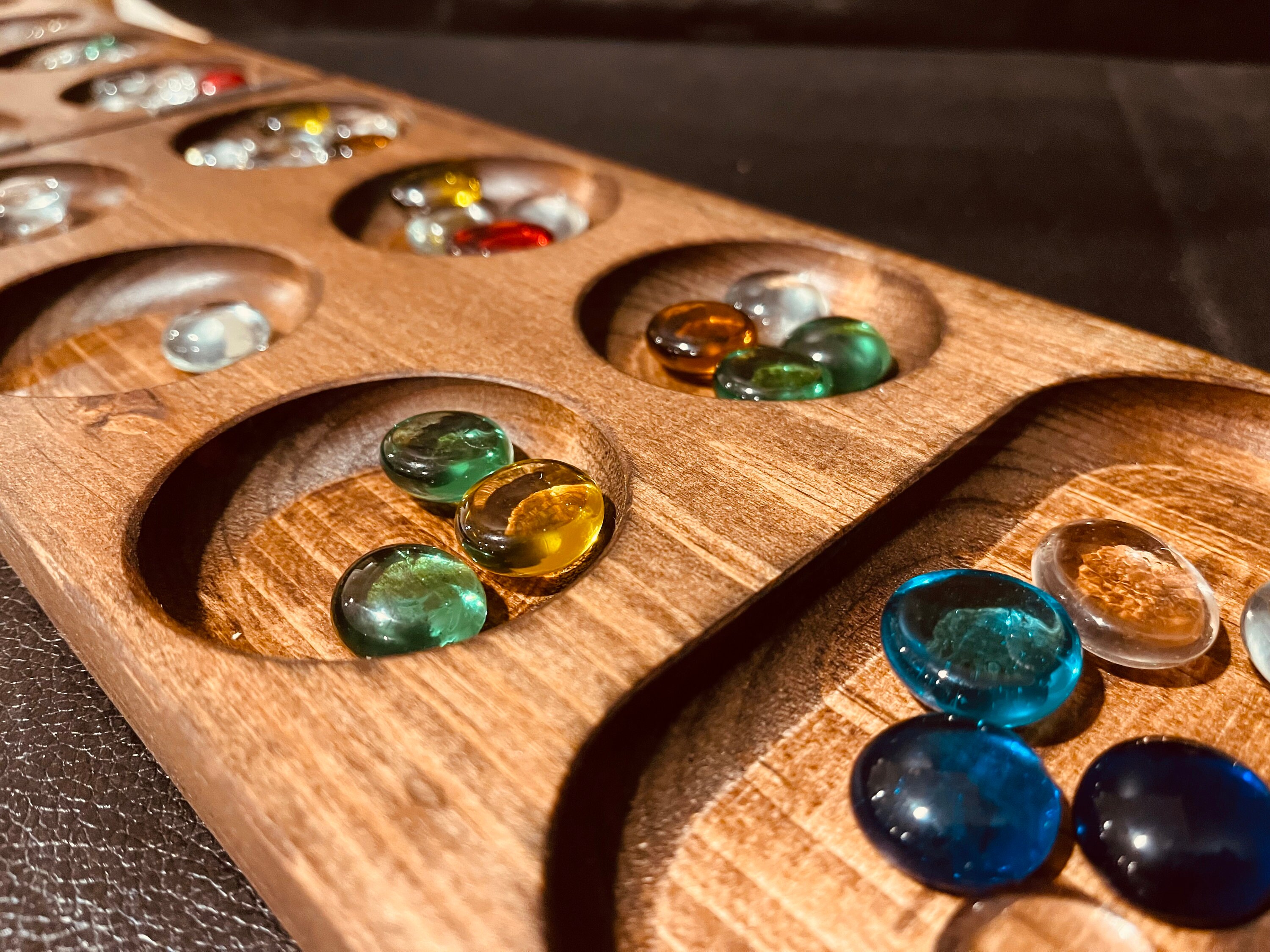Mancala Board, Owl Design, Handmade With Glass Stones - Etsy