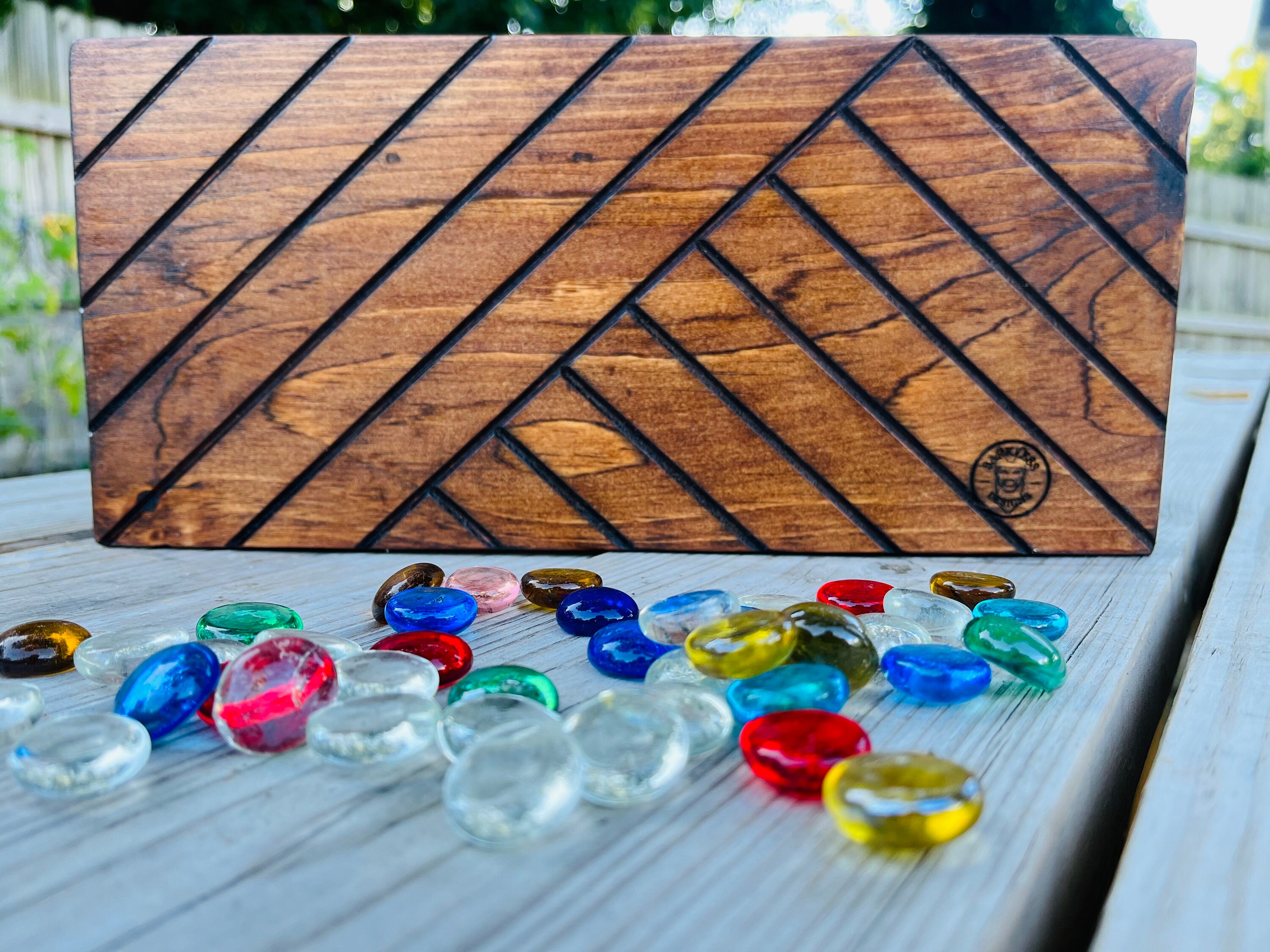 Mancala Board, Tree Design, Handmade With Glass Stones - Etsy