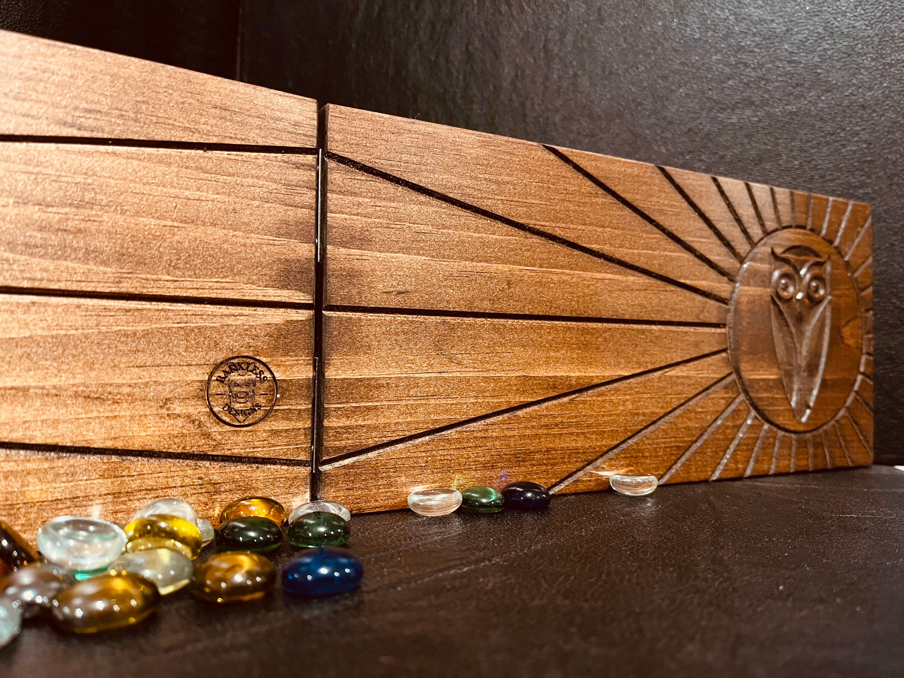 Mancala Board, Owl Design, Handmade With Glass Stones - Etsy