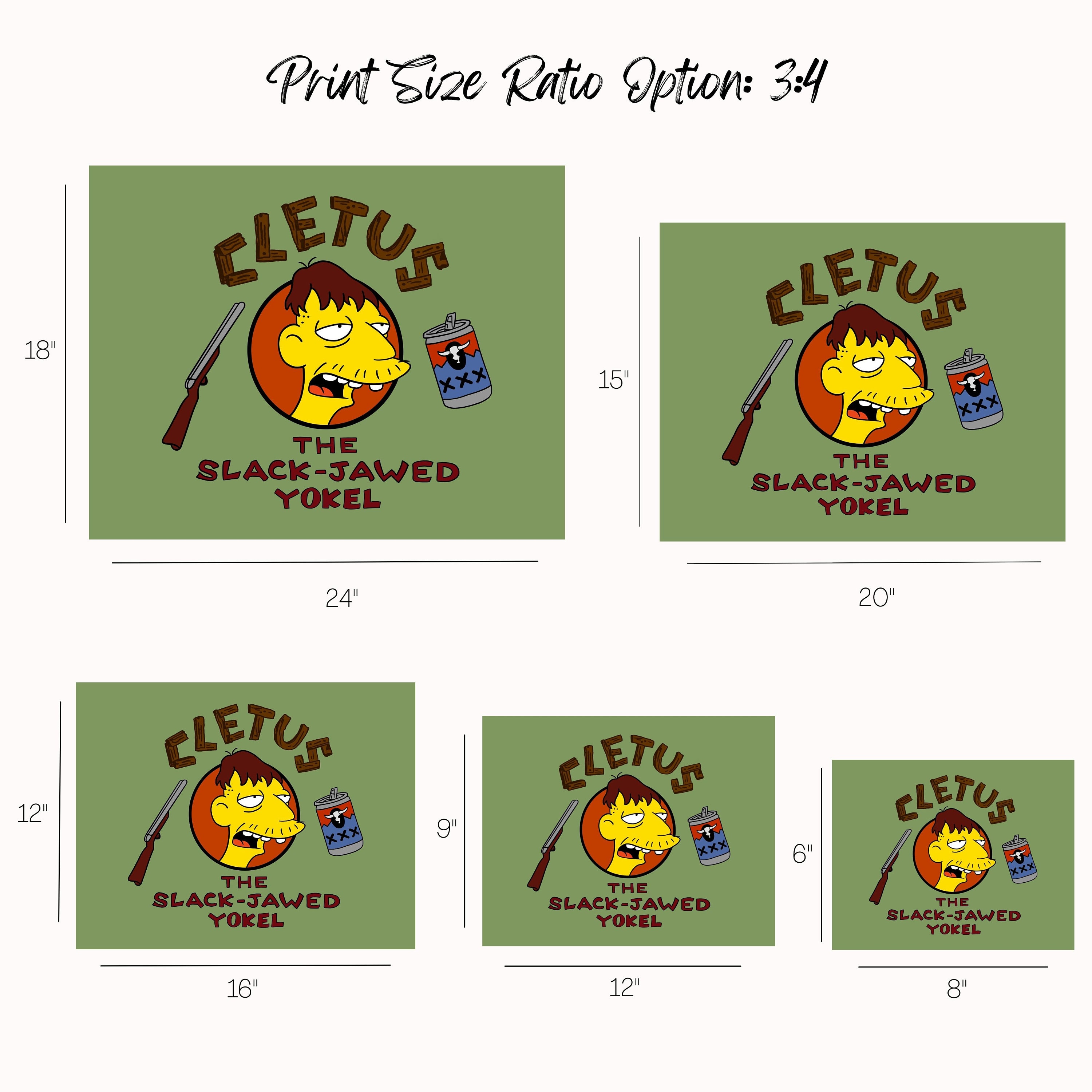Cletus the Slack-jawed Yokel, Simpsons Digital Art Print Instant ...