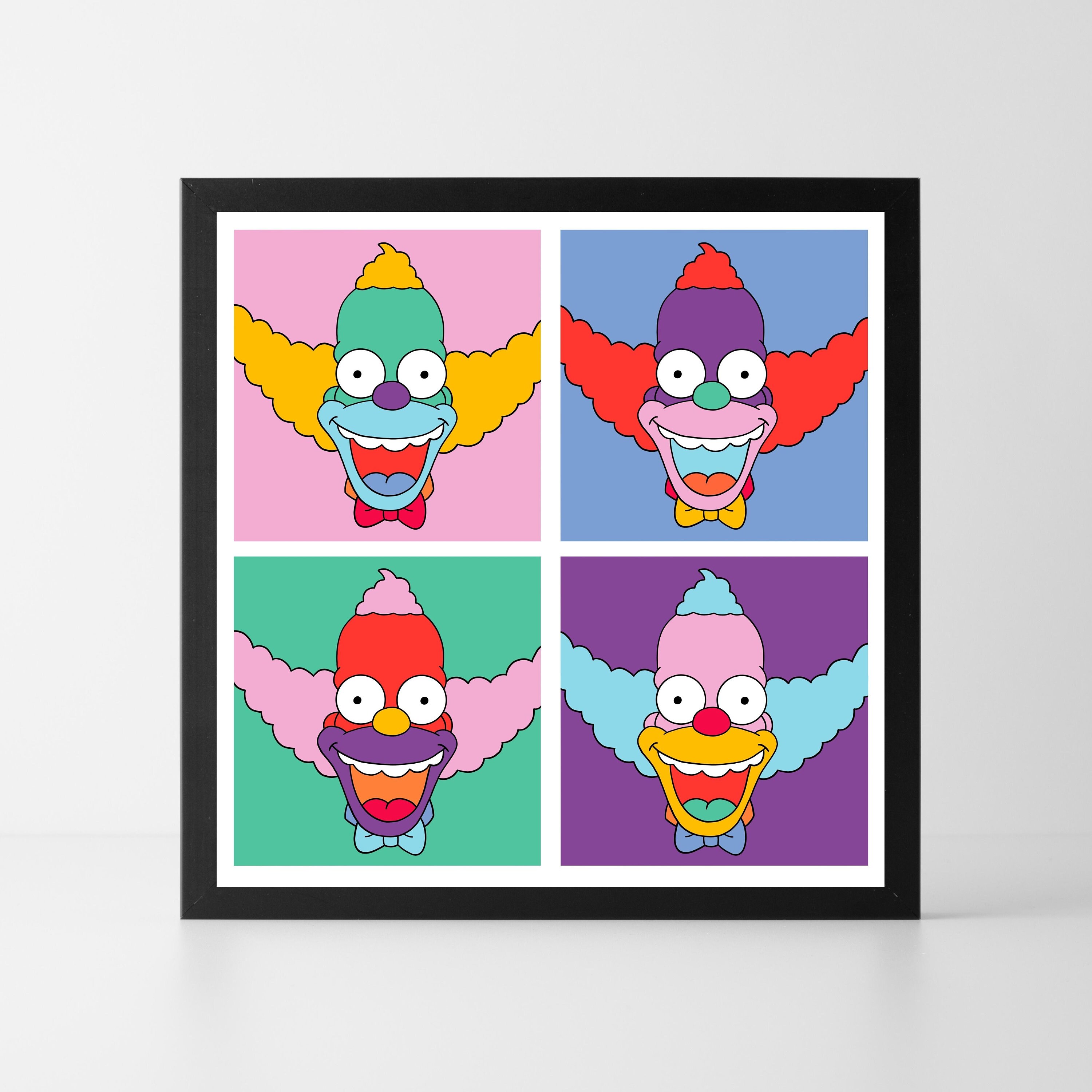 Krusty the Clown Pop Art, Simpsons Digital Art Print Krusty the Clown ...