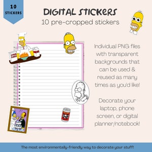 Homer Simpson Digital Stickers | Sticker Book, Sticker Pack | 10 Homer ...