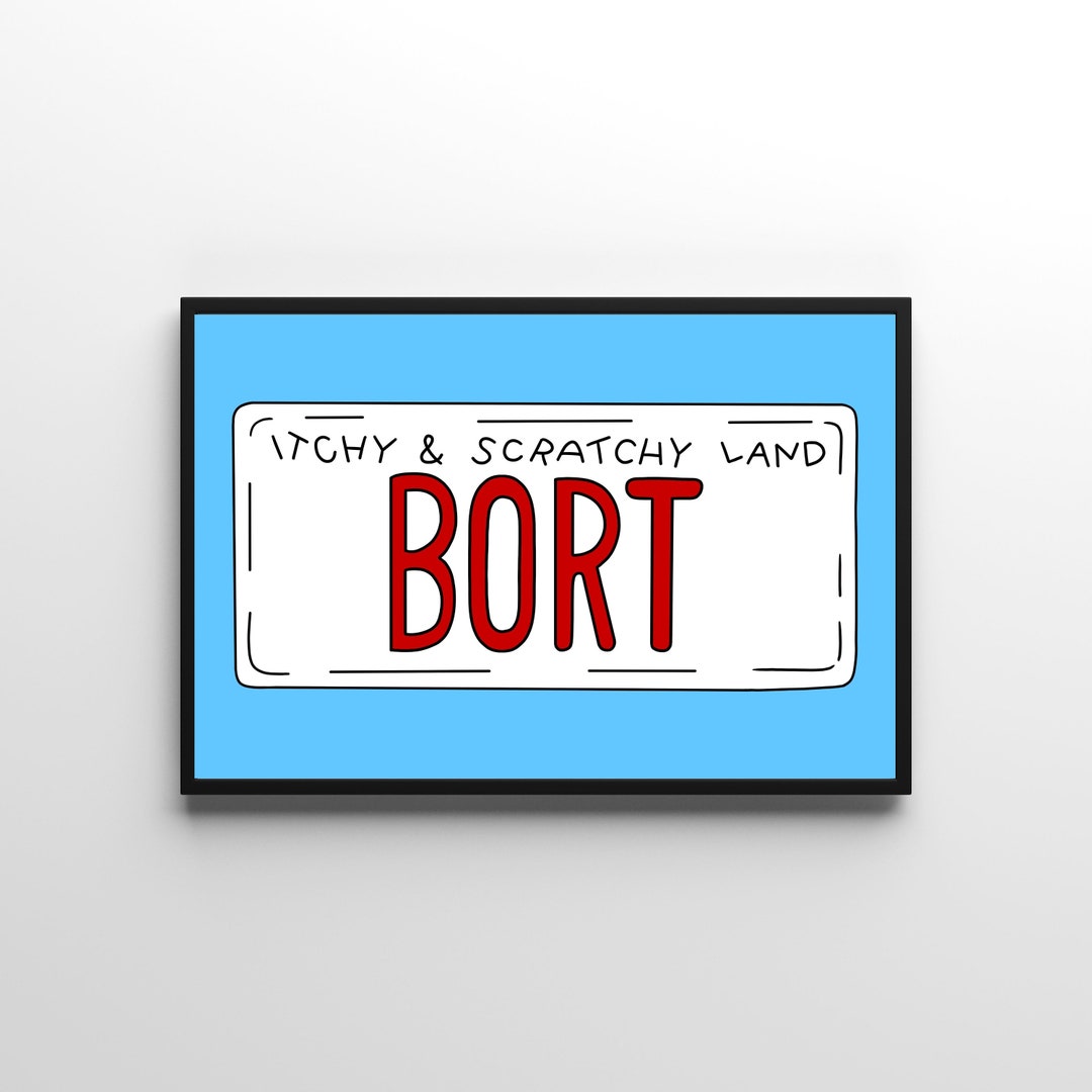 Bort License Plate, the Simpsons Itchy & Scratchy Land, Digital Art ...