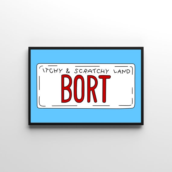 Bort License Plate the Simpsons Itchy & Scratchy Land - Etsy