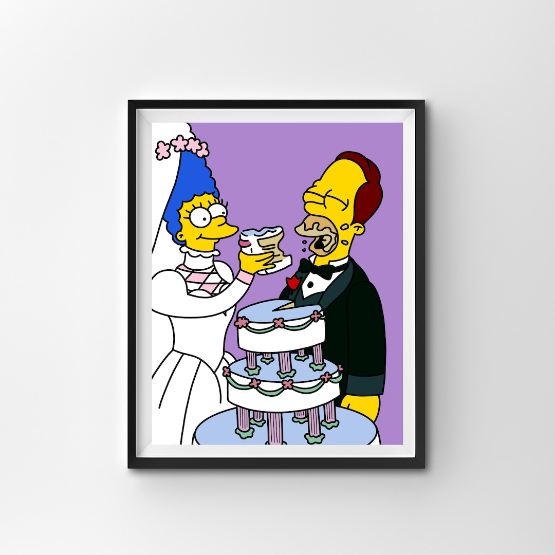 Homer & Marge Simpson Wedding Photo, Digital Art Print | Instant ...