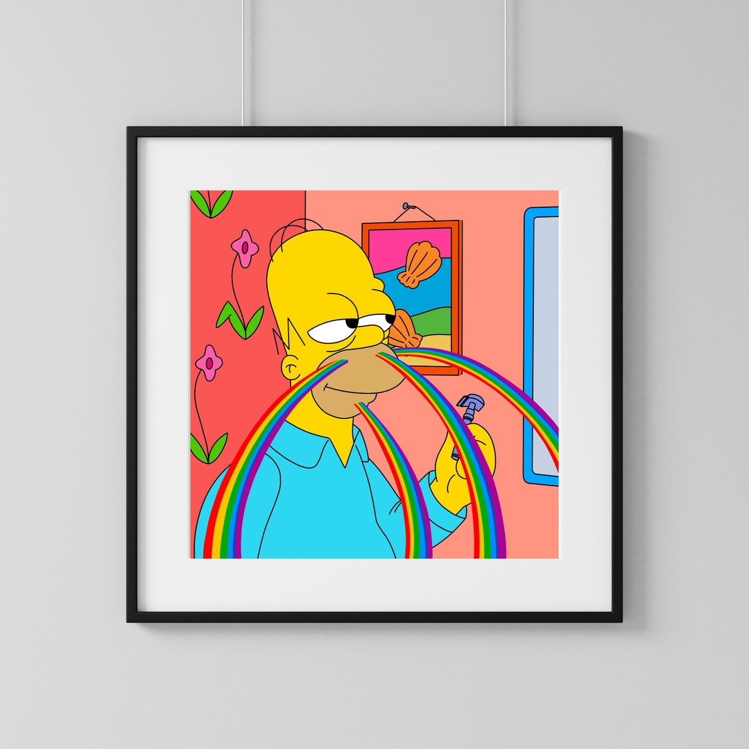 Homer Simpson Stoned Rainbows, Digital Art Print | Instant Download ...