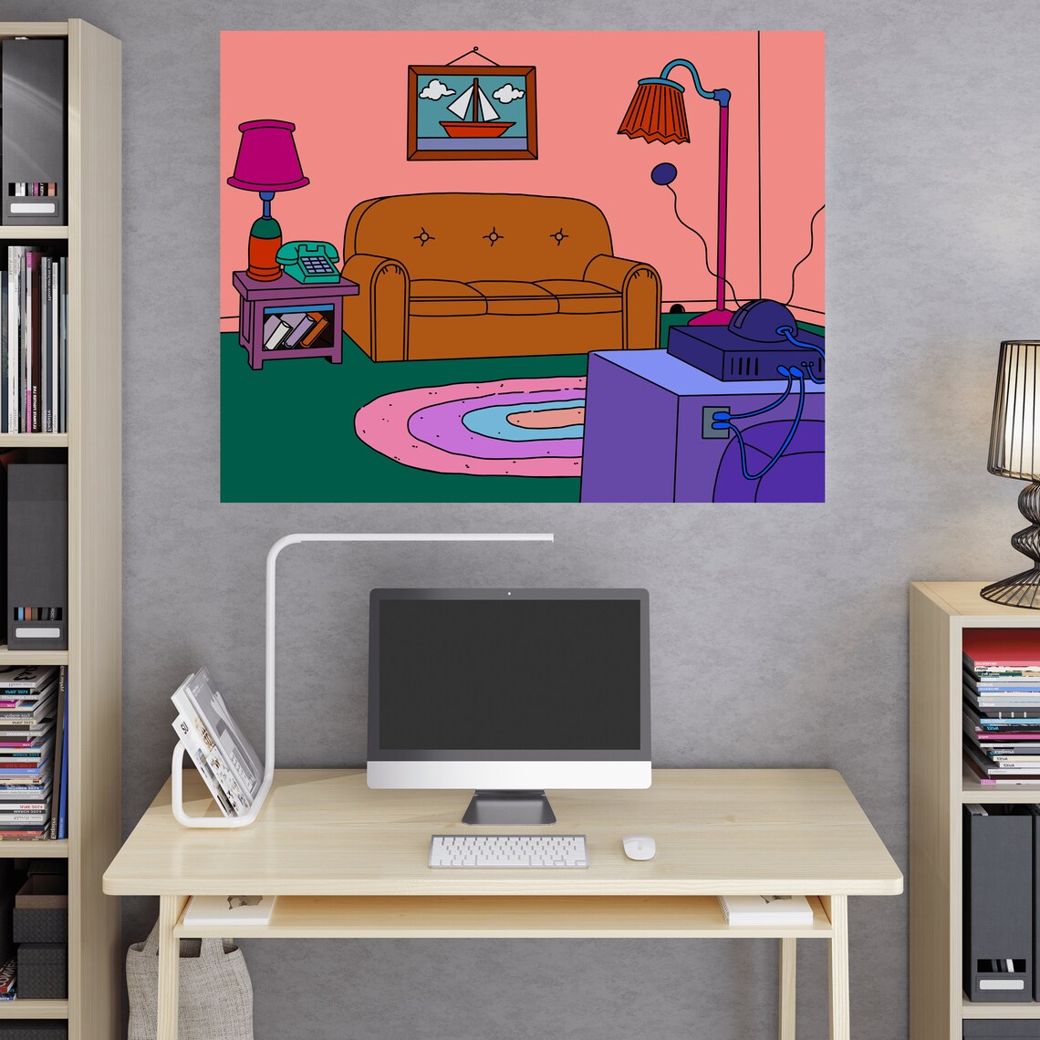 Simpsons Living Room Digital Art Print Instant Download Printable Home ...