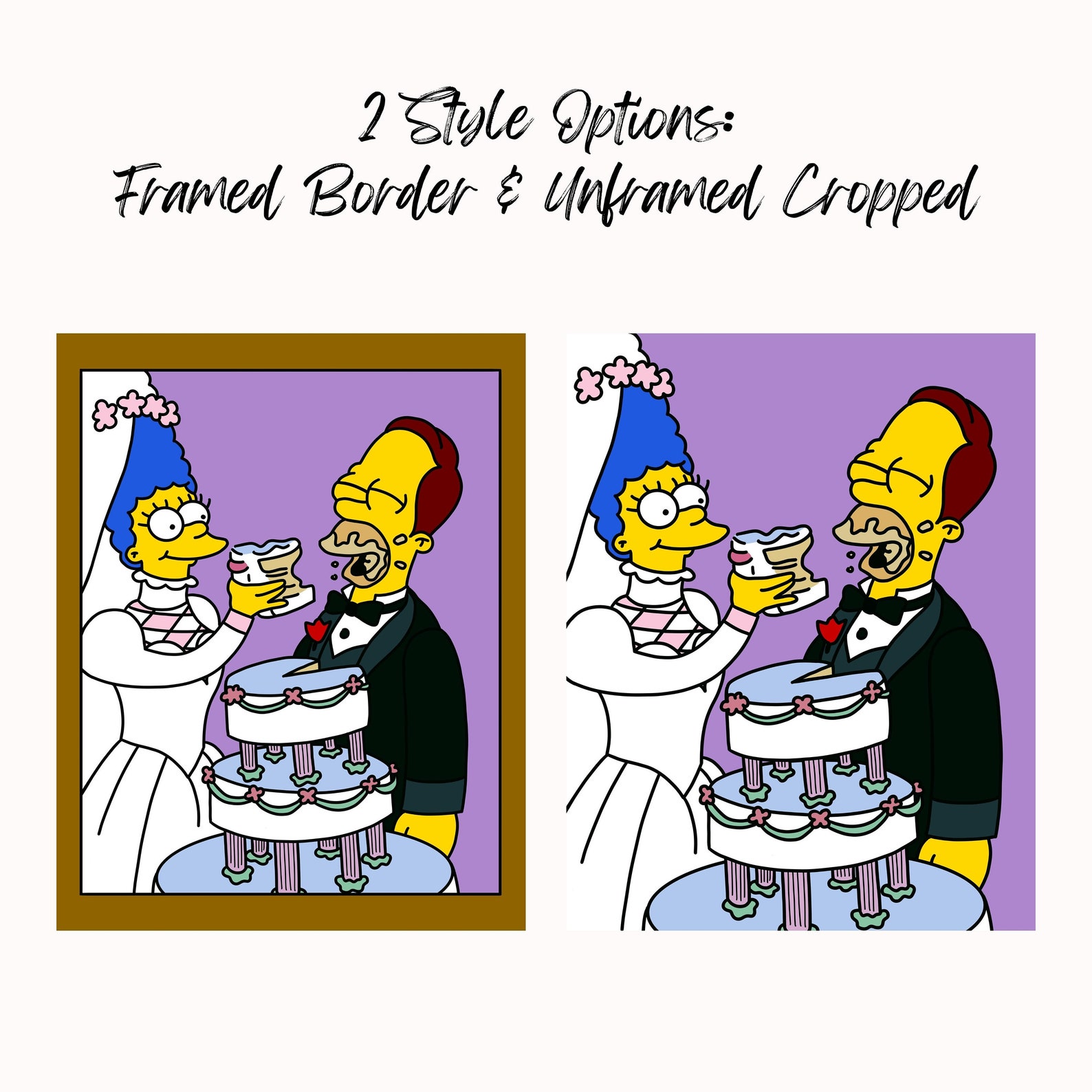 Homer & Marge Simpson Wedding Photo, Digital Art Print Instant Download ...