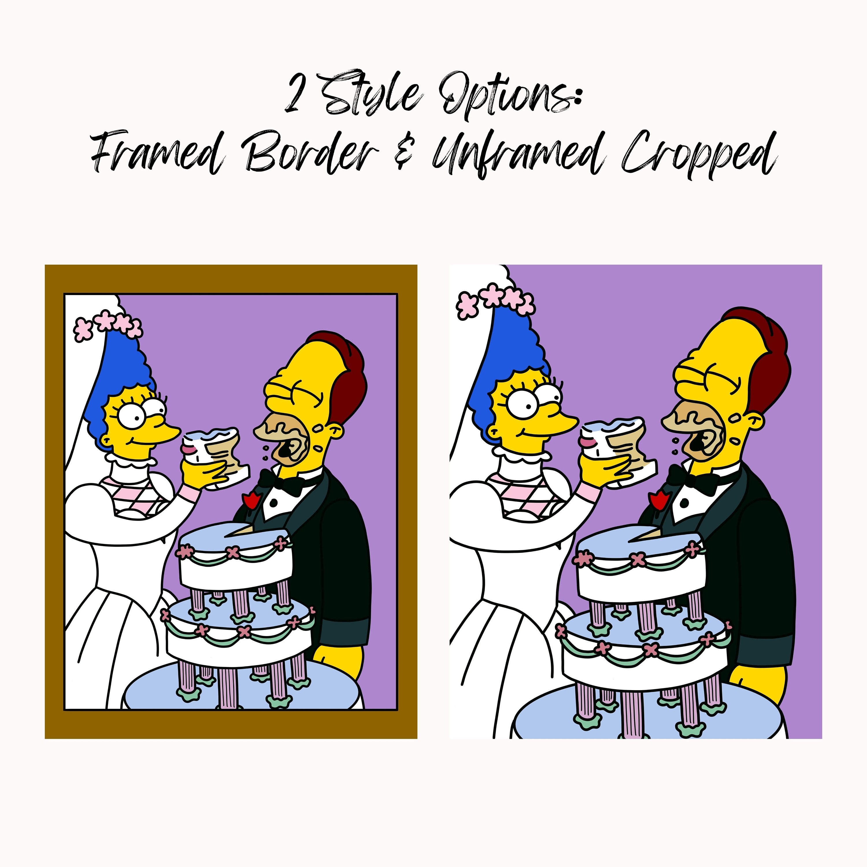 Homer & Marge Simpson Wedding Photo, Digital Art Print | Instant ...