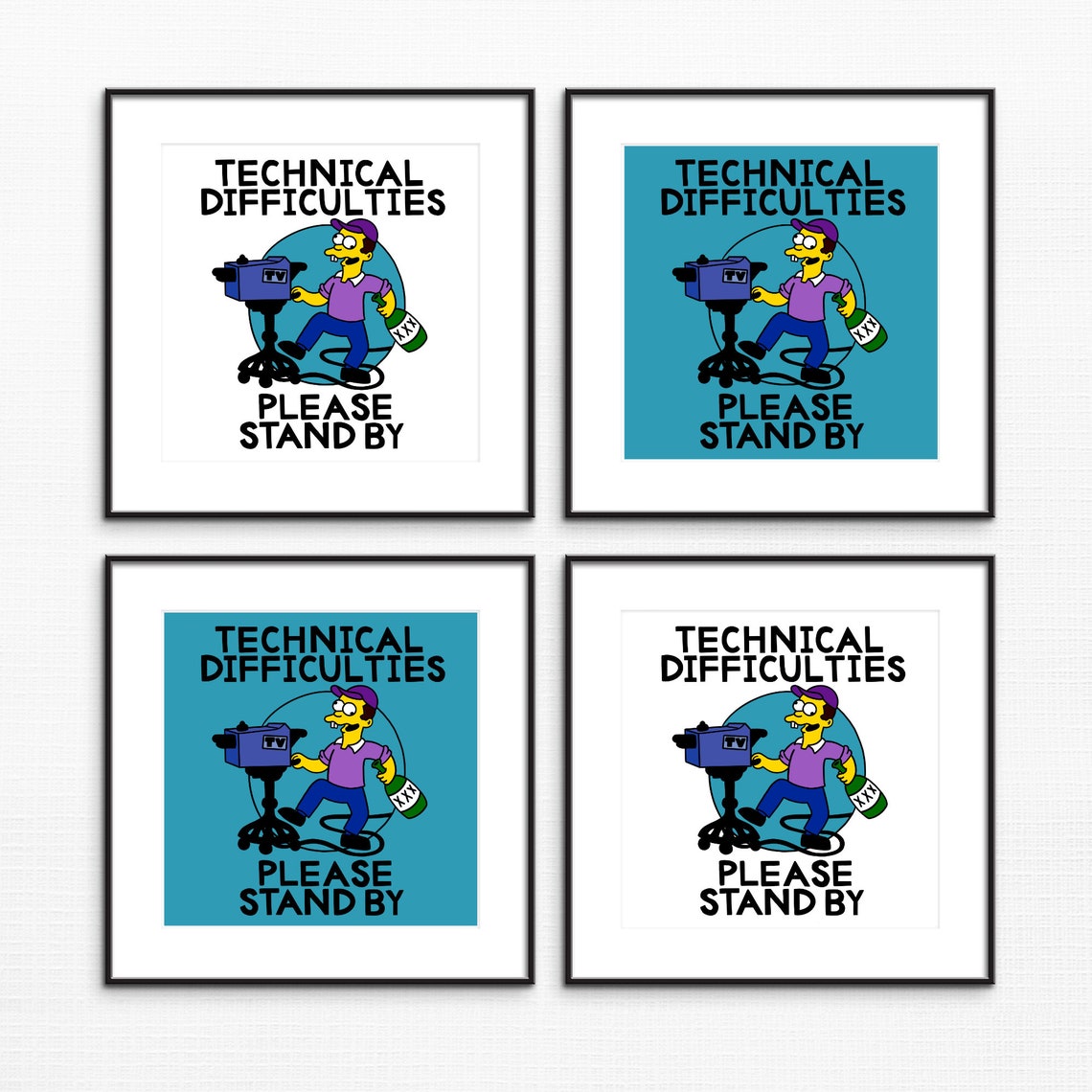 The Simpsons Technical Difficulties KBBL Drunk Cameraman Art Print ...