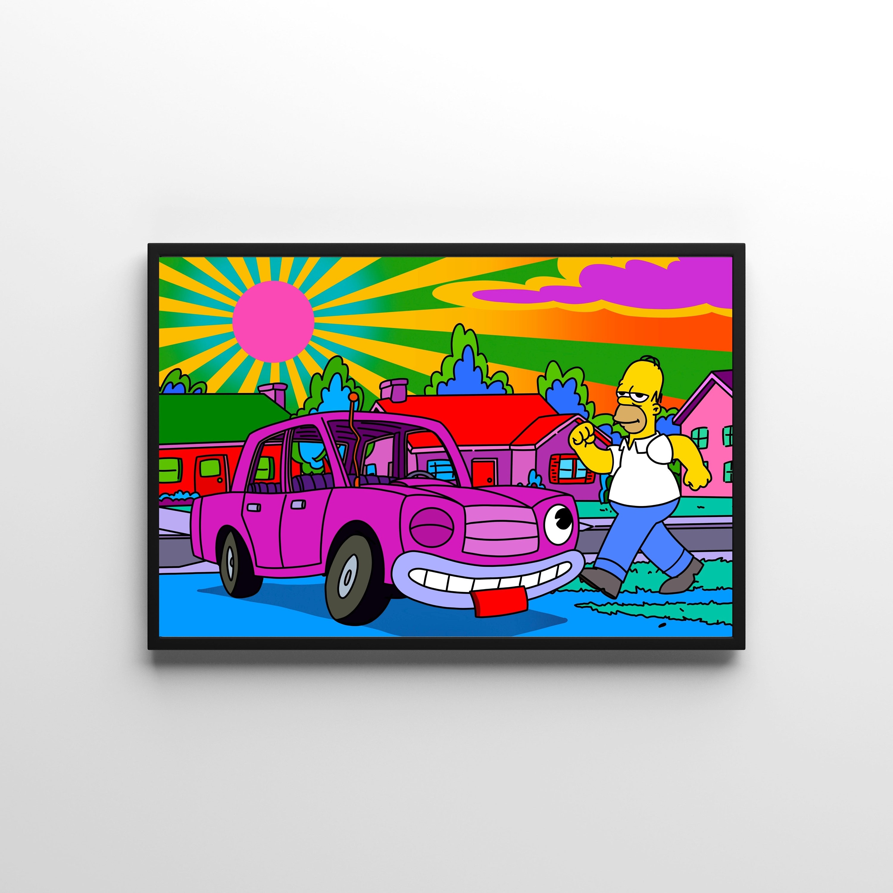 Homer Simpson, Retro Funky Car Digital Art Print Instant Download ...