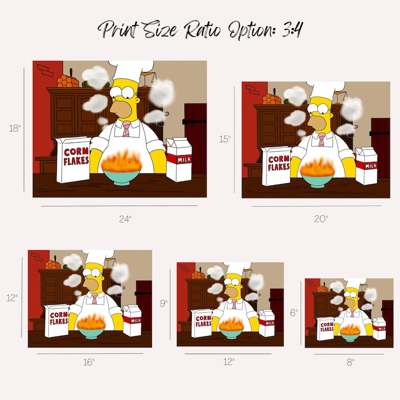 Homer Simpson Cereal Fire, the Simpsons Digital Art Print | Instant ...