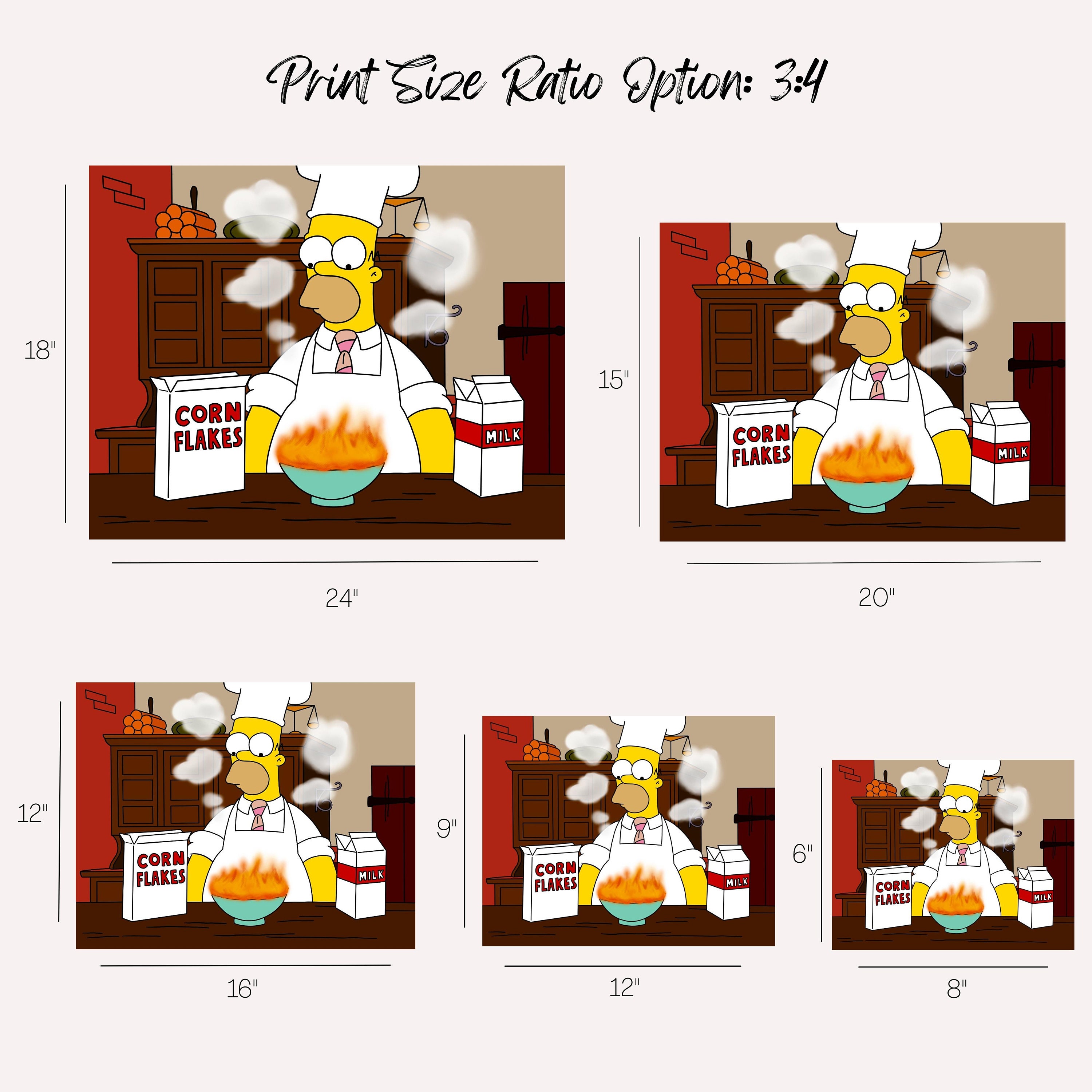 Homer Simpson Cereal Fire, the Simpsons Digital Art Print | Instant ...