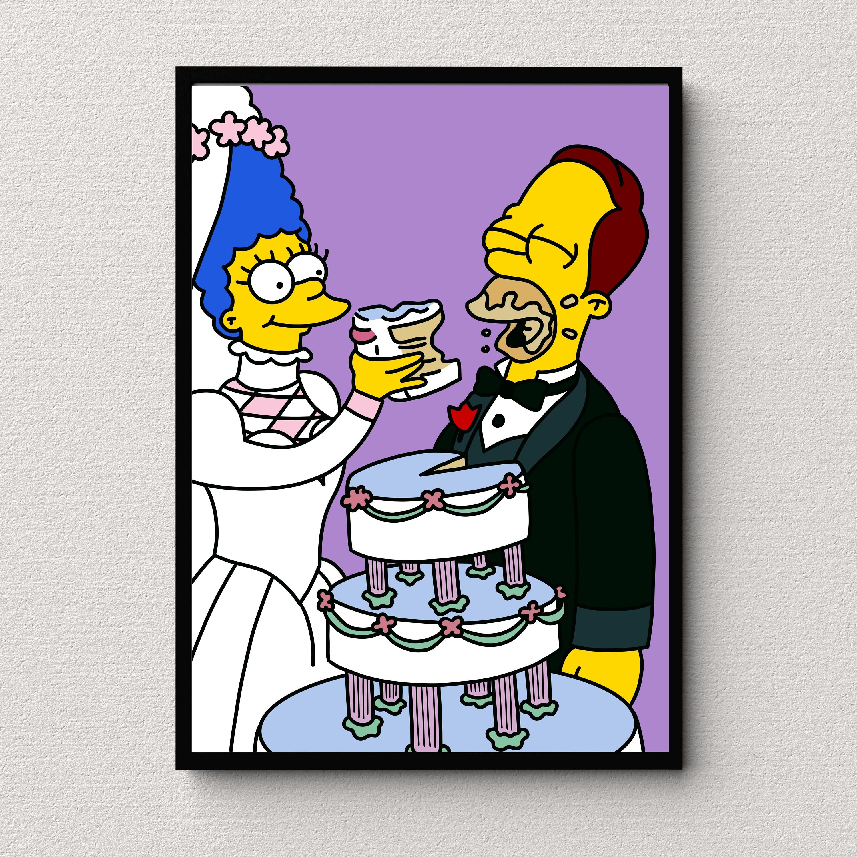 Homer & Marge Simpson Wedding Photo, Digital Art Print Instant Download ...