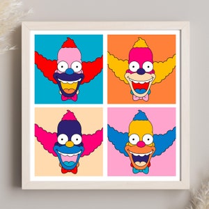 Krusty the Clown Pop Art, Simpsons Digital Art Print | Krusty the Clown ...