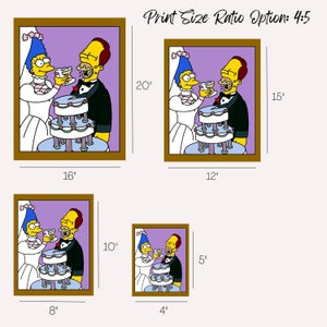 Homer & Marge Simpson Wedding Photo, Digital Art Print | Instant ...