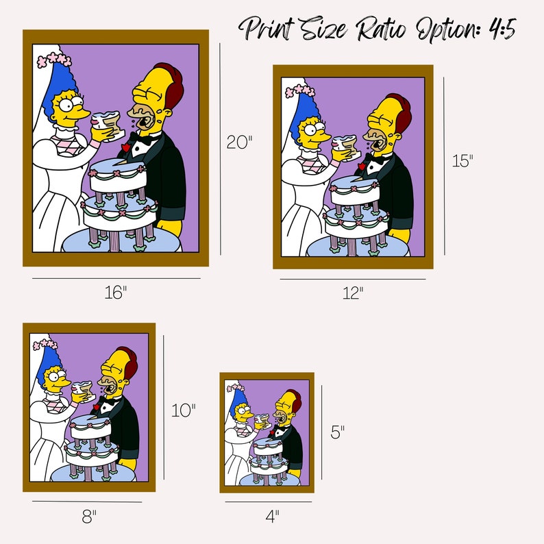 Homer & Marge Simpson Wedding Photo, Digital Art Print Instant Download ...