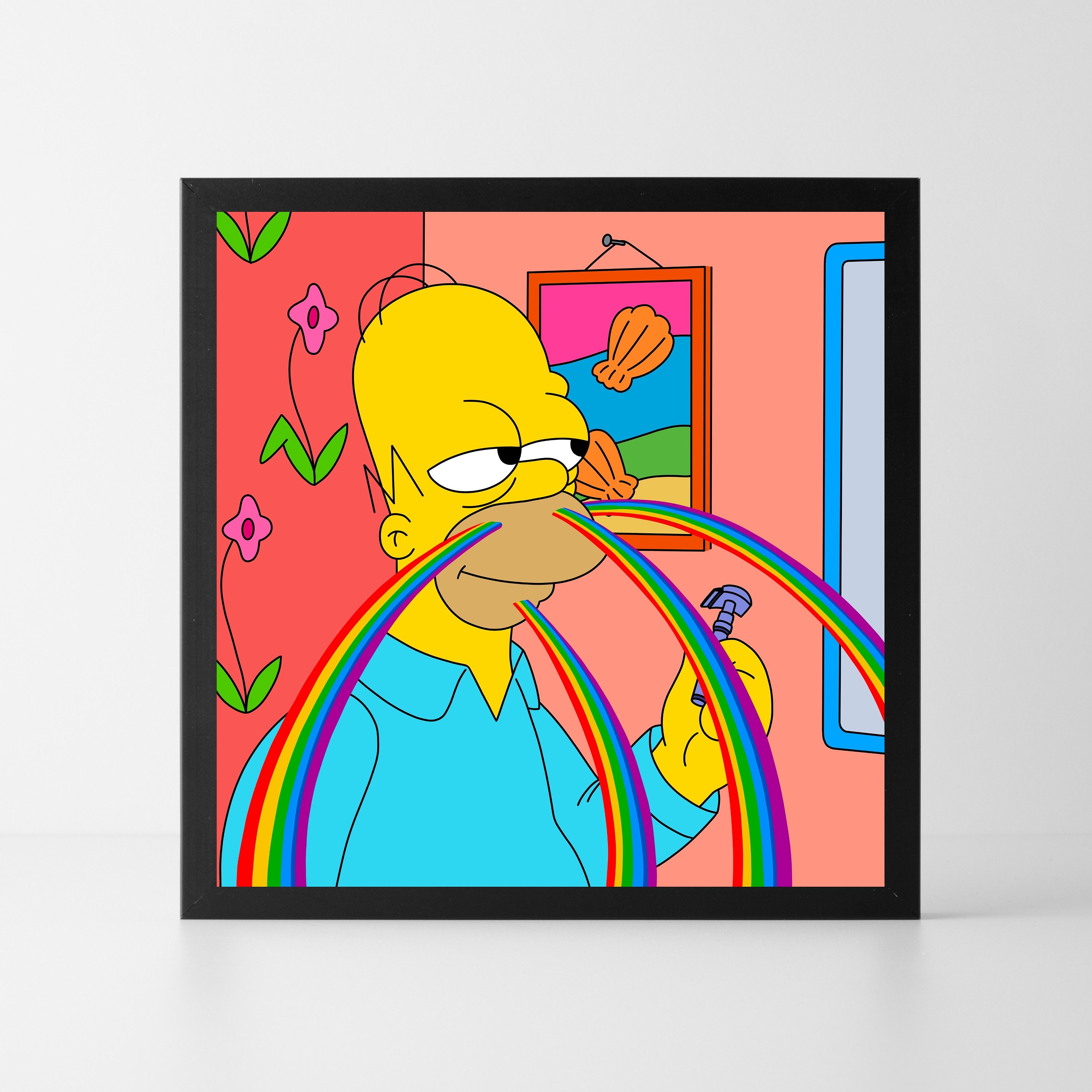 Homer Simpson Stoned Rainbows, Digital Art Print | Instant Download ...