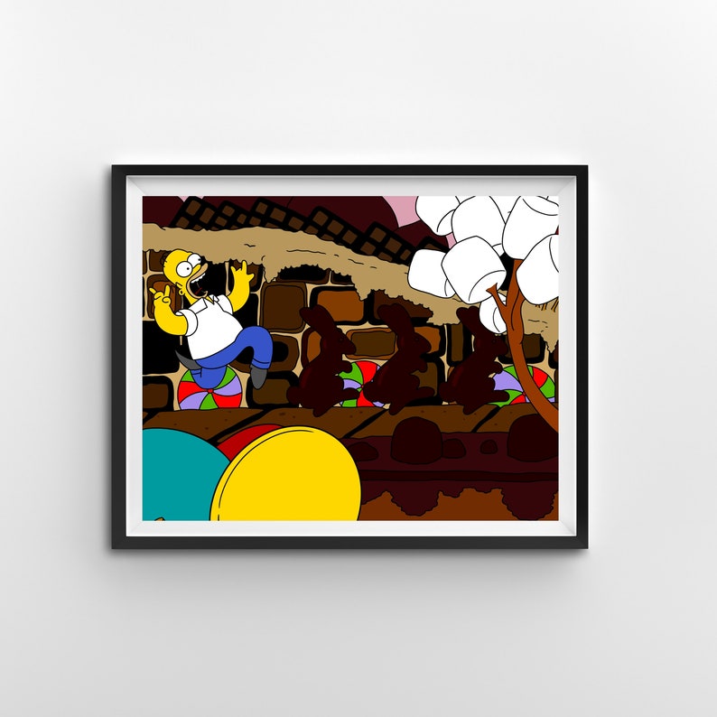 Homer Chocolate Land, Simpsons Digital Art Print | Instant Download ...