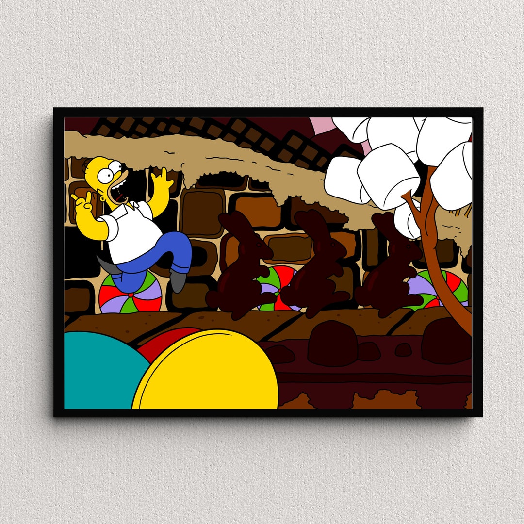 Homer Chocolate Land, Simpsons Digital Art Print | Instant Download ...