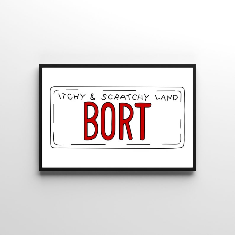 Bort License Plate, the Simpsons Itchy & Scratchy Land, Digital Art ...