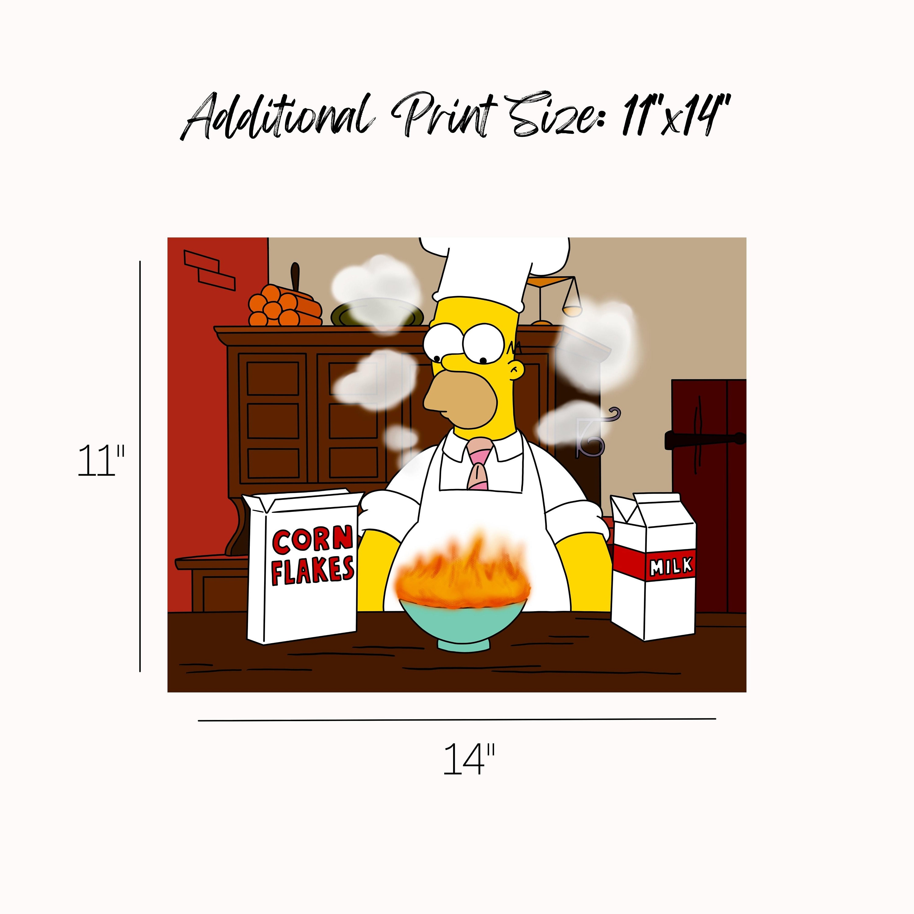 Homer Simpson Cereal Fire, the Simpsons Digital Art Print | Instant ...