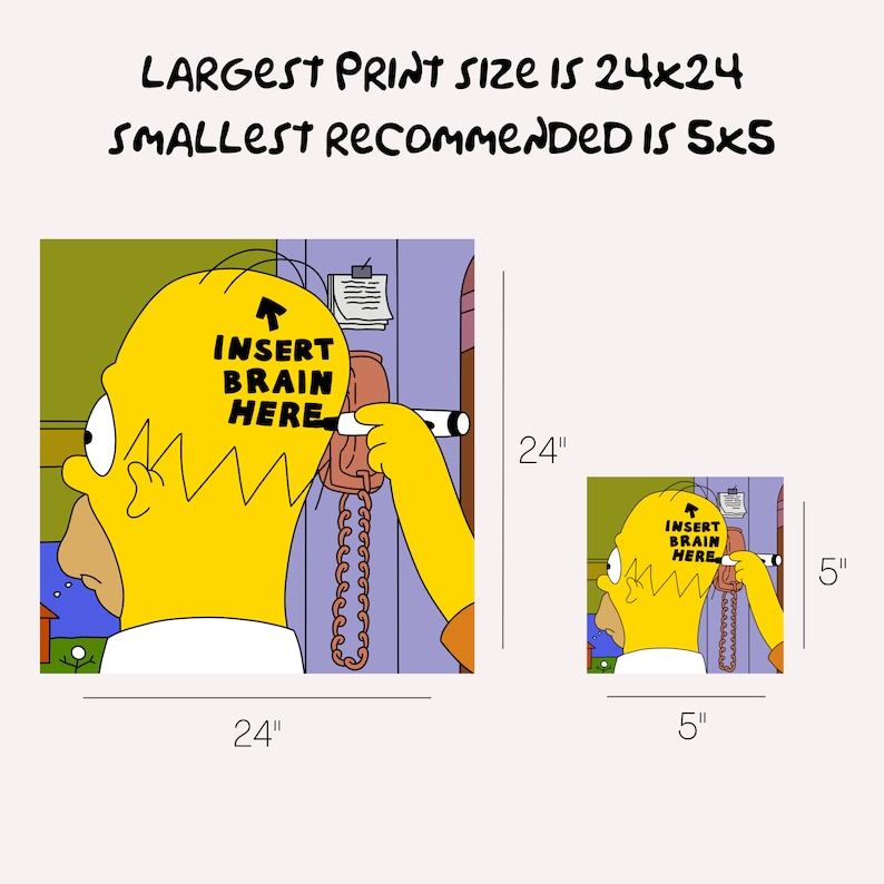 Homer Simpson Insert Brain Here, Digital Art Print Instant Download ...