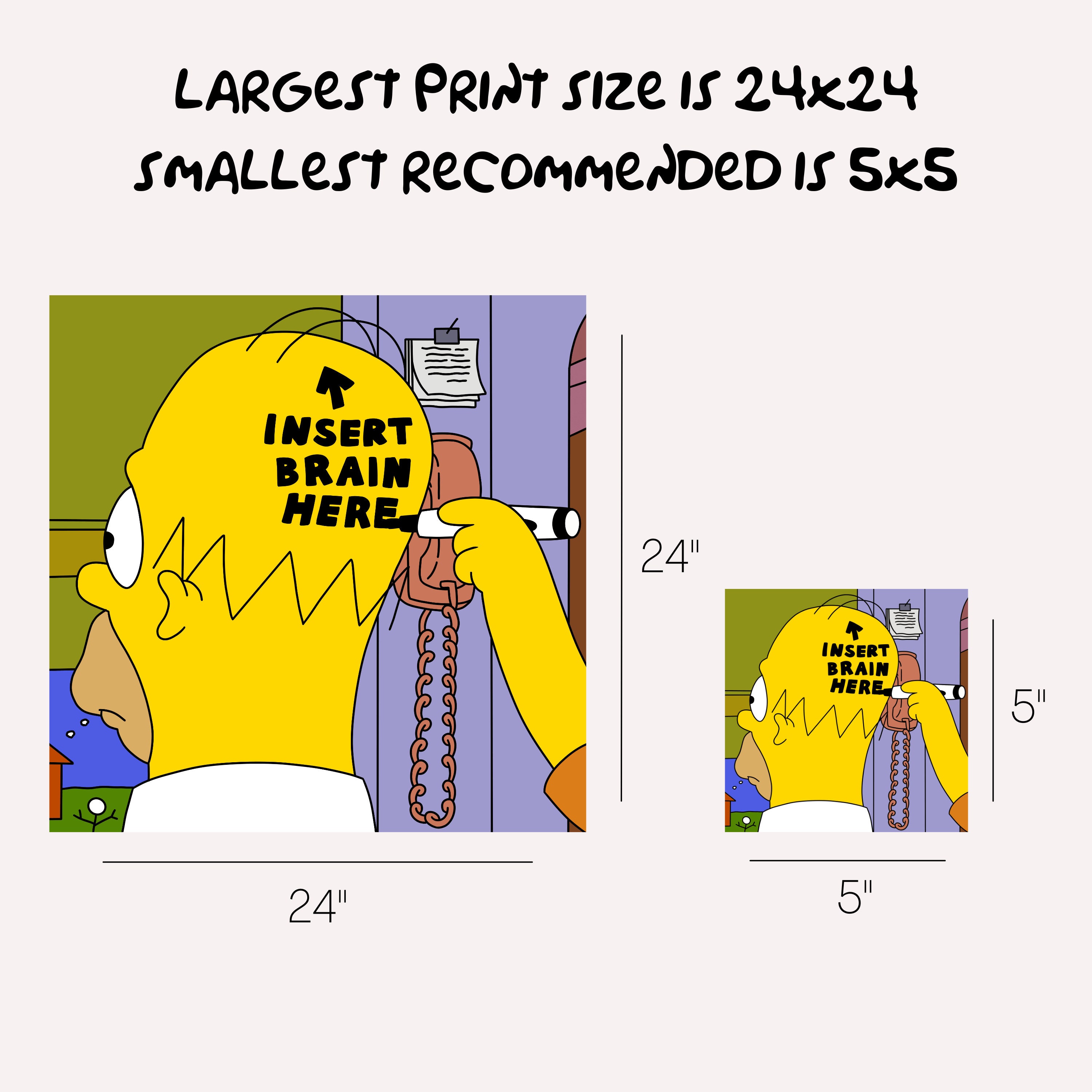 Homer Simpson Insert Brain Here Digital Art Print Instant - Etsy Australia