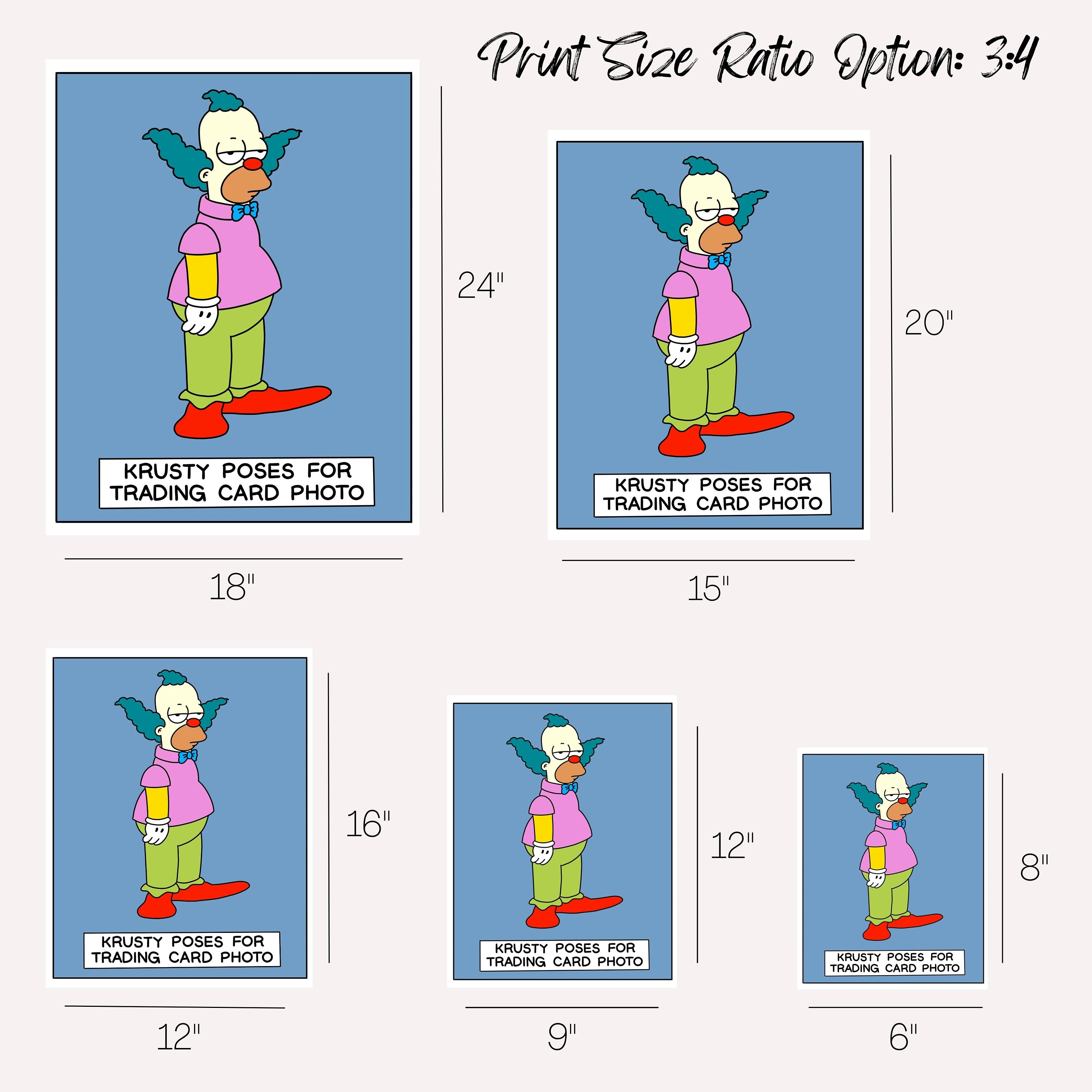 Krusty the Clown Trading Card, Simpsons Digital Art Print | Instant ...