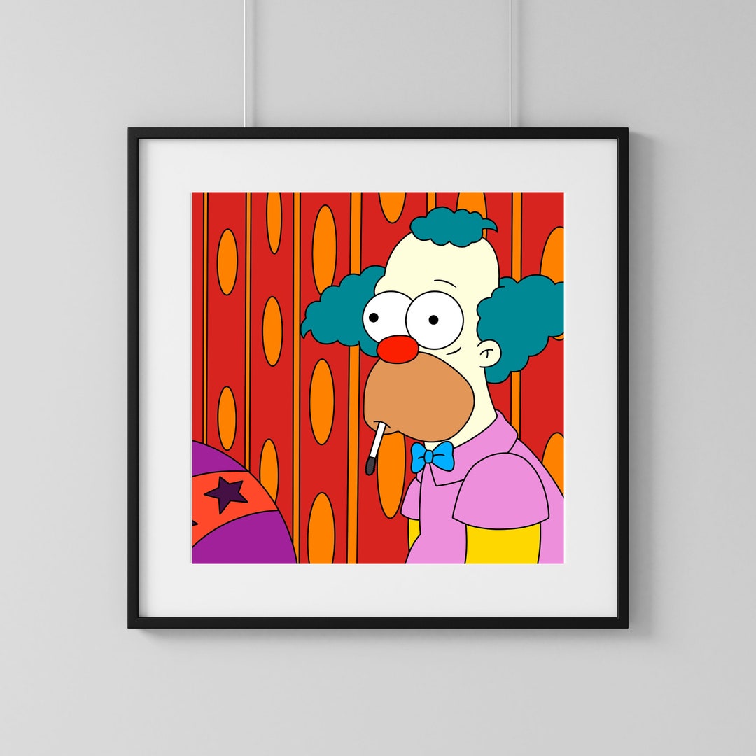 Krusty the Clown Digital Art Print, Simpsons Printable Art | Instant ...