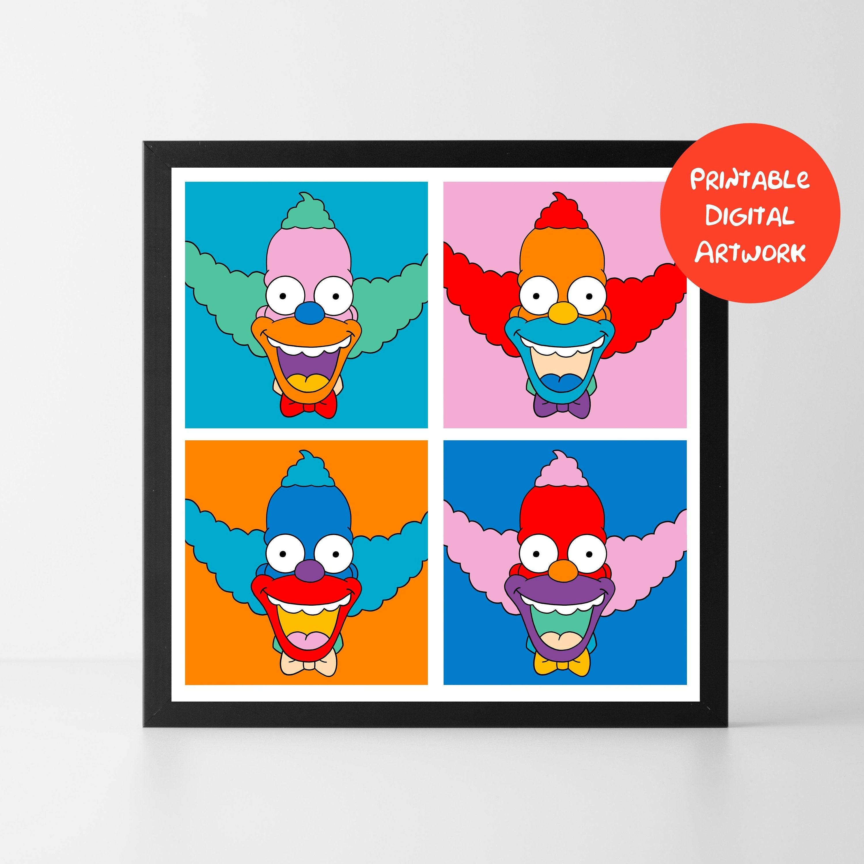 Krusty the Clown Pop Art, Simpsons Digital Art Print Krusty the Clown ...