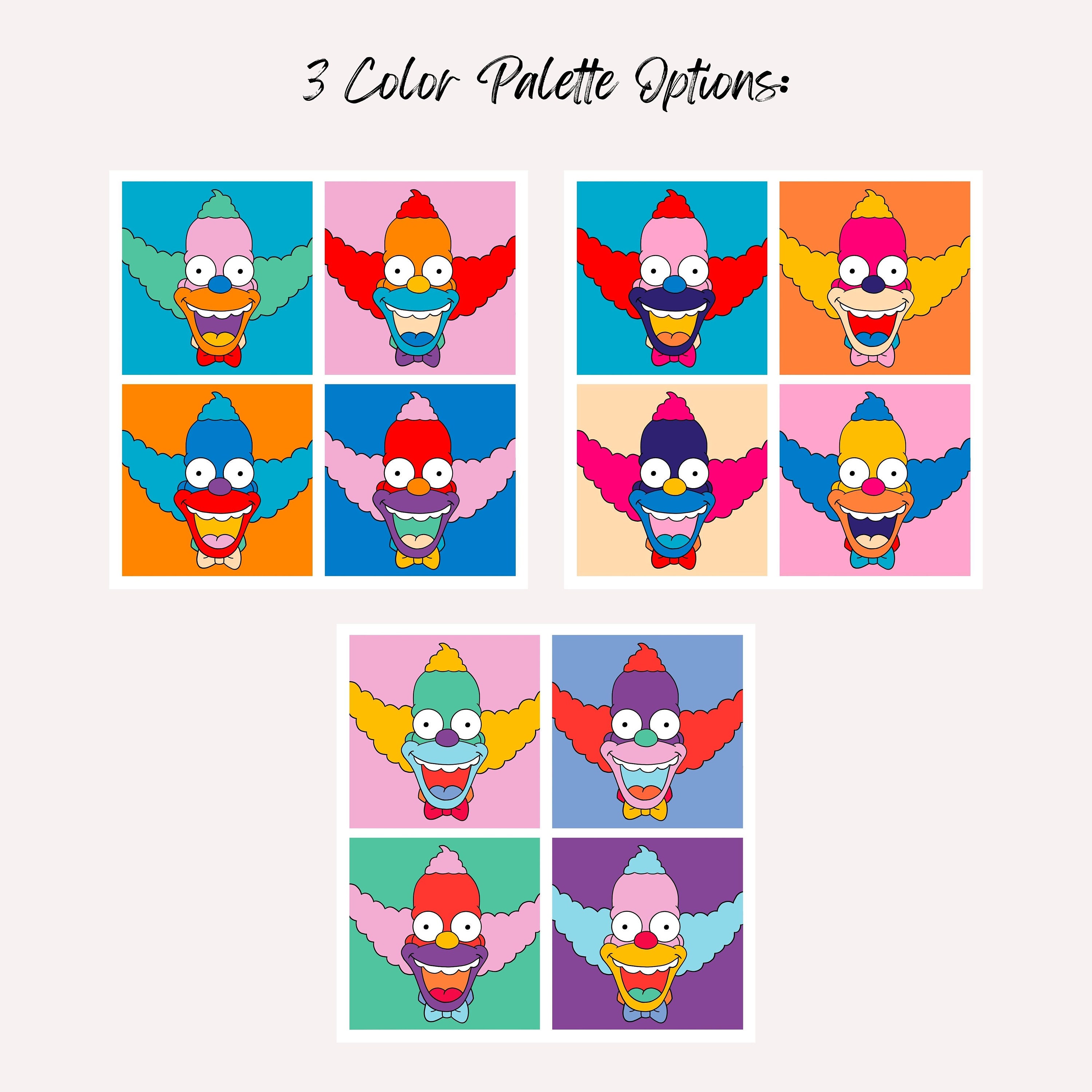 Krusty the Clown Pop Art, Simpsons Digital Art Print Krusty the Clown ...