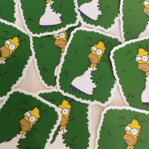 Homer Simpson Vinyl Sticker, Homer Bushes Meme | Matte Vinyl Waterproof ...