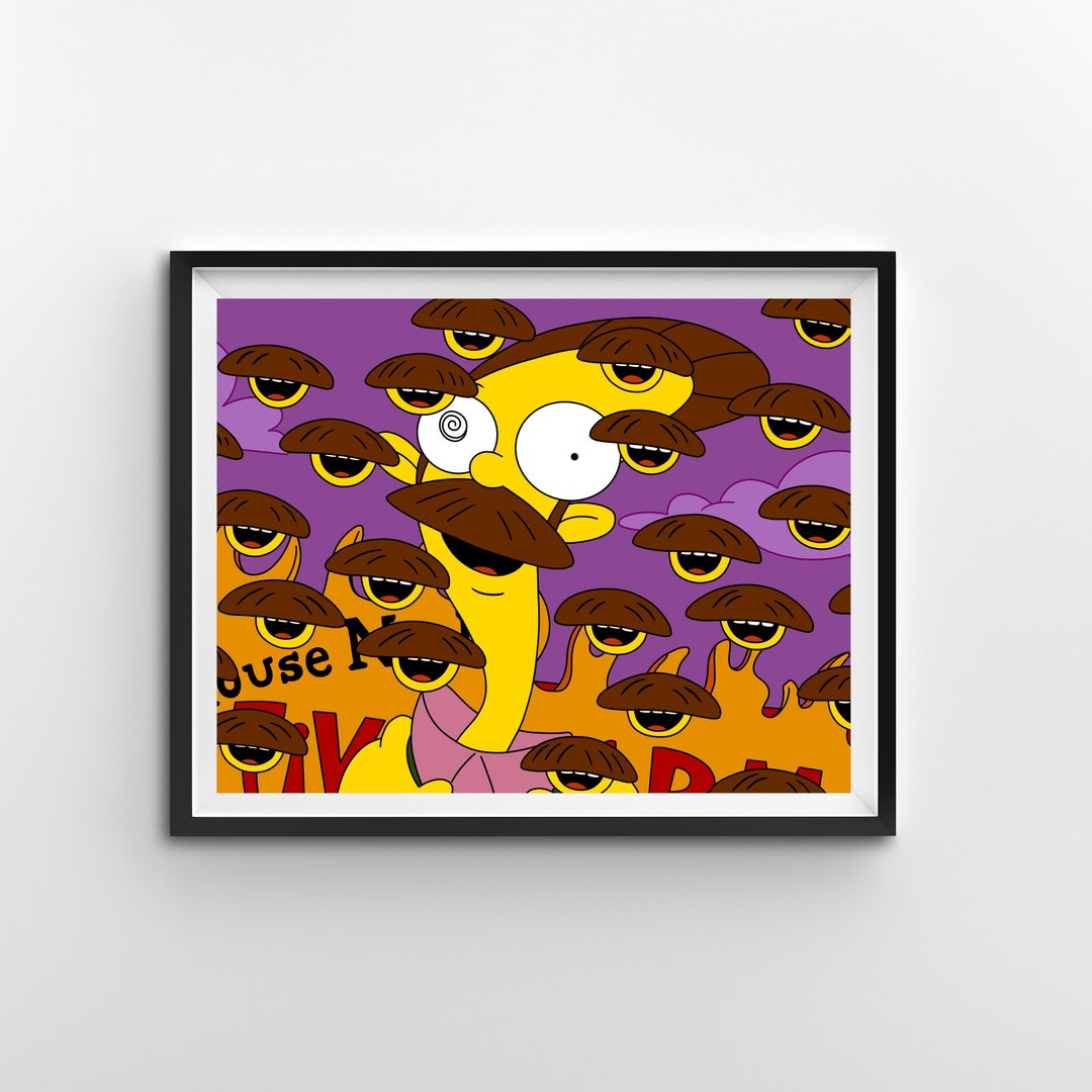 Homer Insanity Pepper Ned Flanders, Simpsons Digital Art Print ...