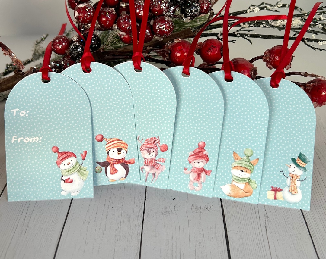 Cute Winter Critters in Hats Gift Tags | 6 Designs | Birthday ...
