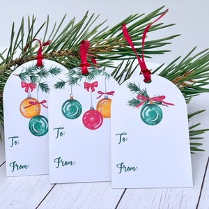 Christmas Bauble Christmas Gift Tags | 3 Designs | Sets of 6 | Printed ...