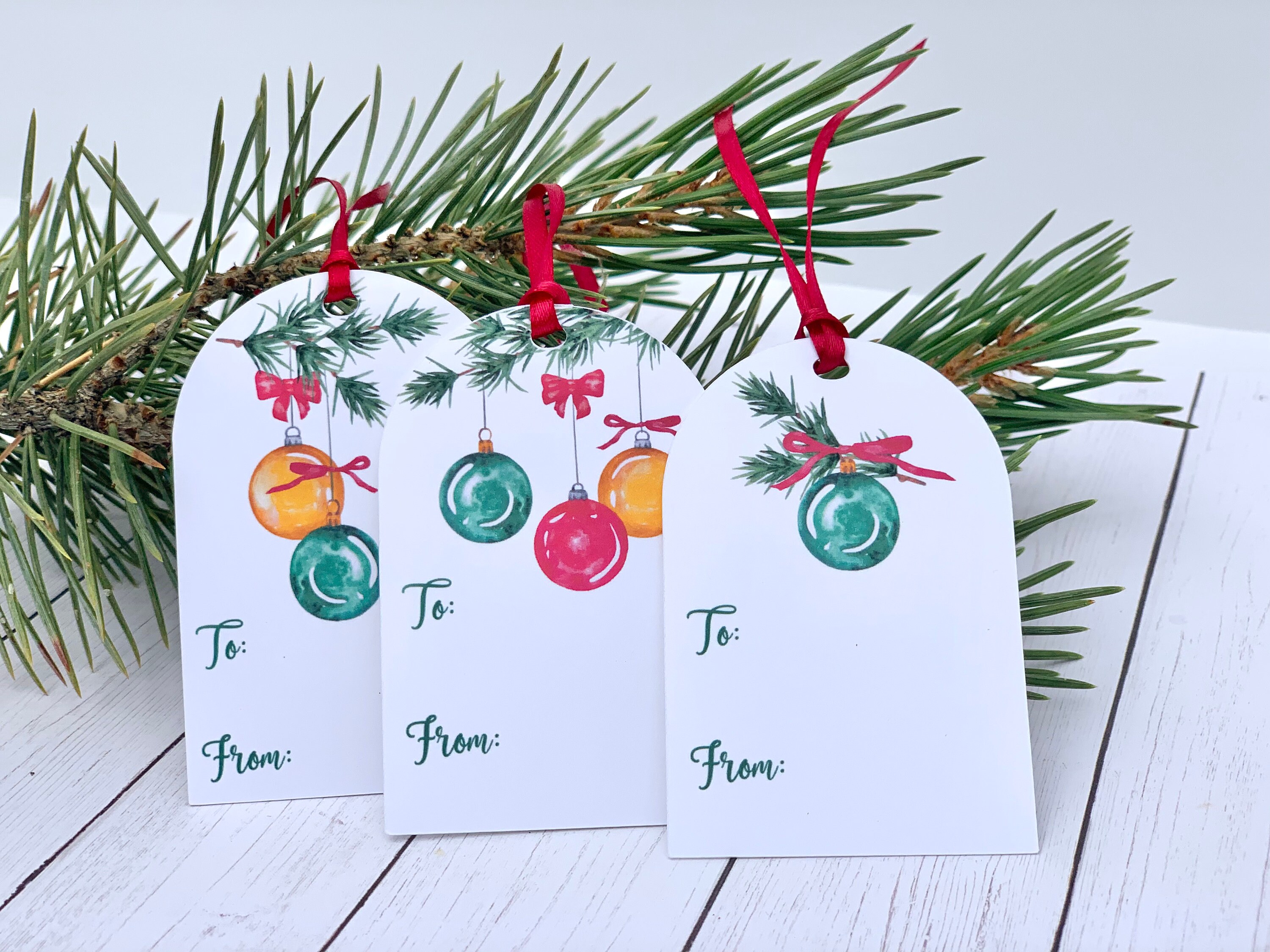 Christmas Bauble Christmas Gift Tags 3 Designs Sets of 6 Printed ...