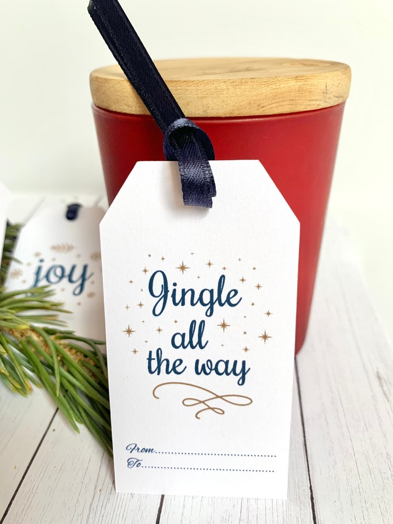 Blue and Gold Traditional Christmas Gift Tags Set of 6 Designs ...